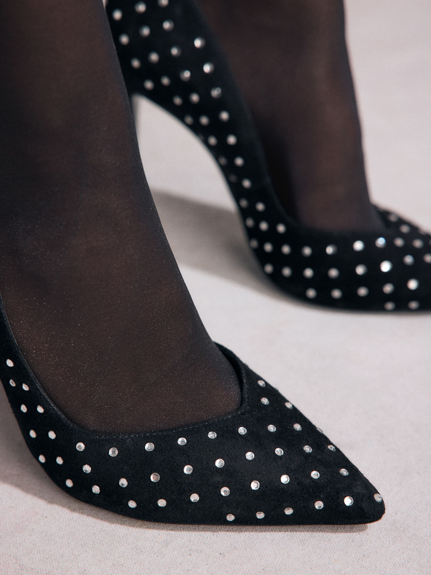 Buy Black Tabitha Simmons Lola Leather Studded Point Heels from the ...