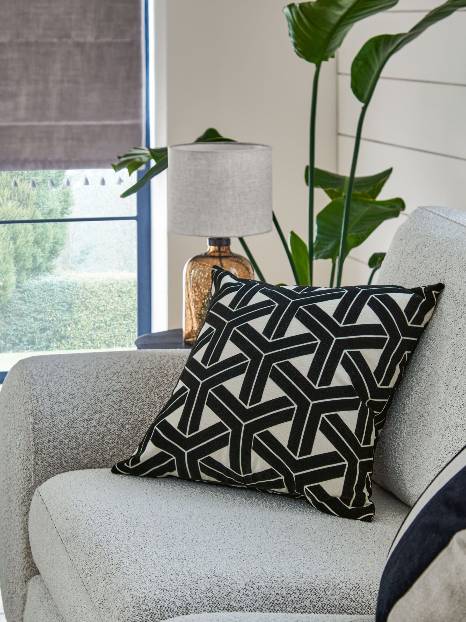 Buy Black/White 50 x 50cm Geometric Flock Cushion from the Next UK ...