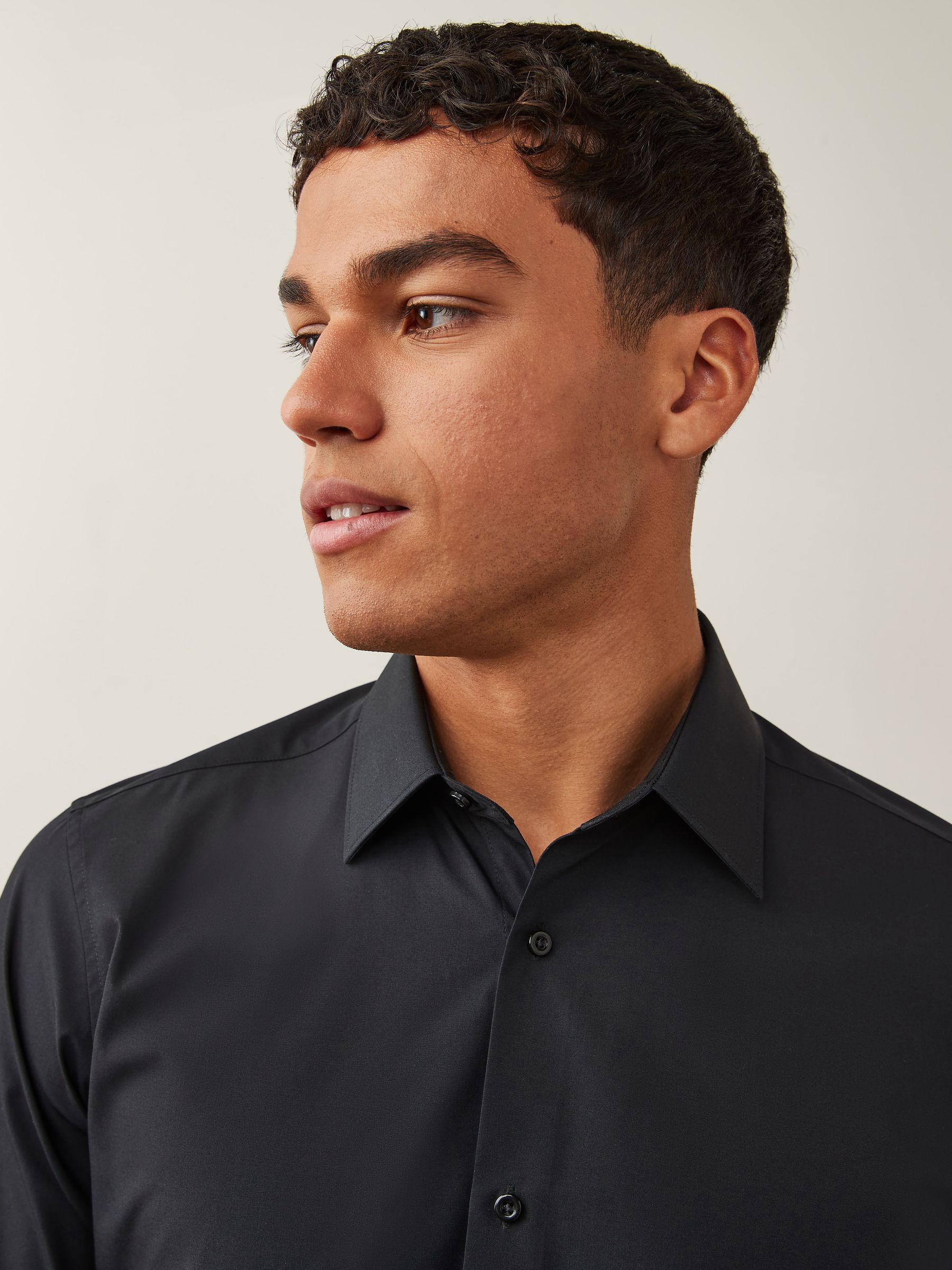Buy Black Skinny Fit Easy Care Single Cuff Smart Shirt from the Next UK ...