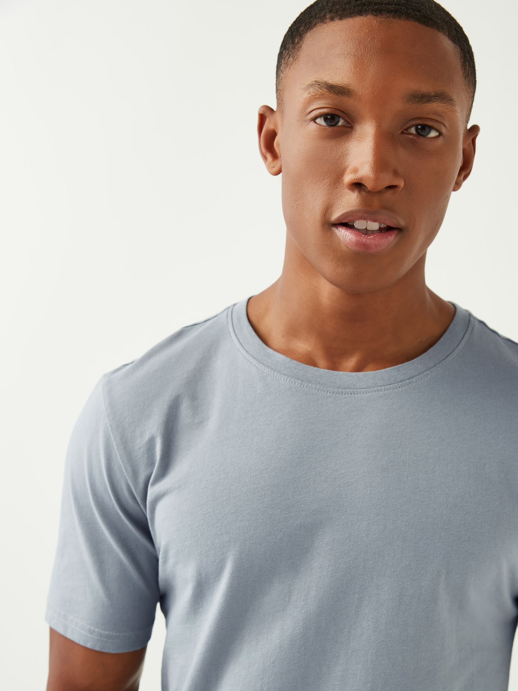 Buy Grey Silver Slim Fit Essential Crew Neck Cotton T-Shirt from the ...