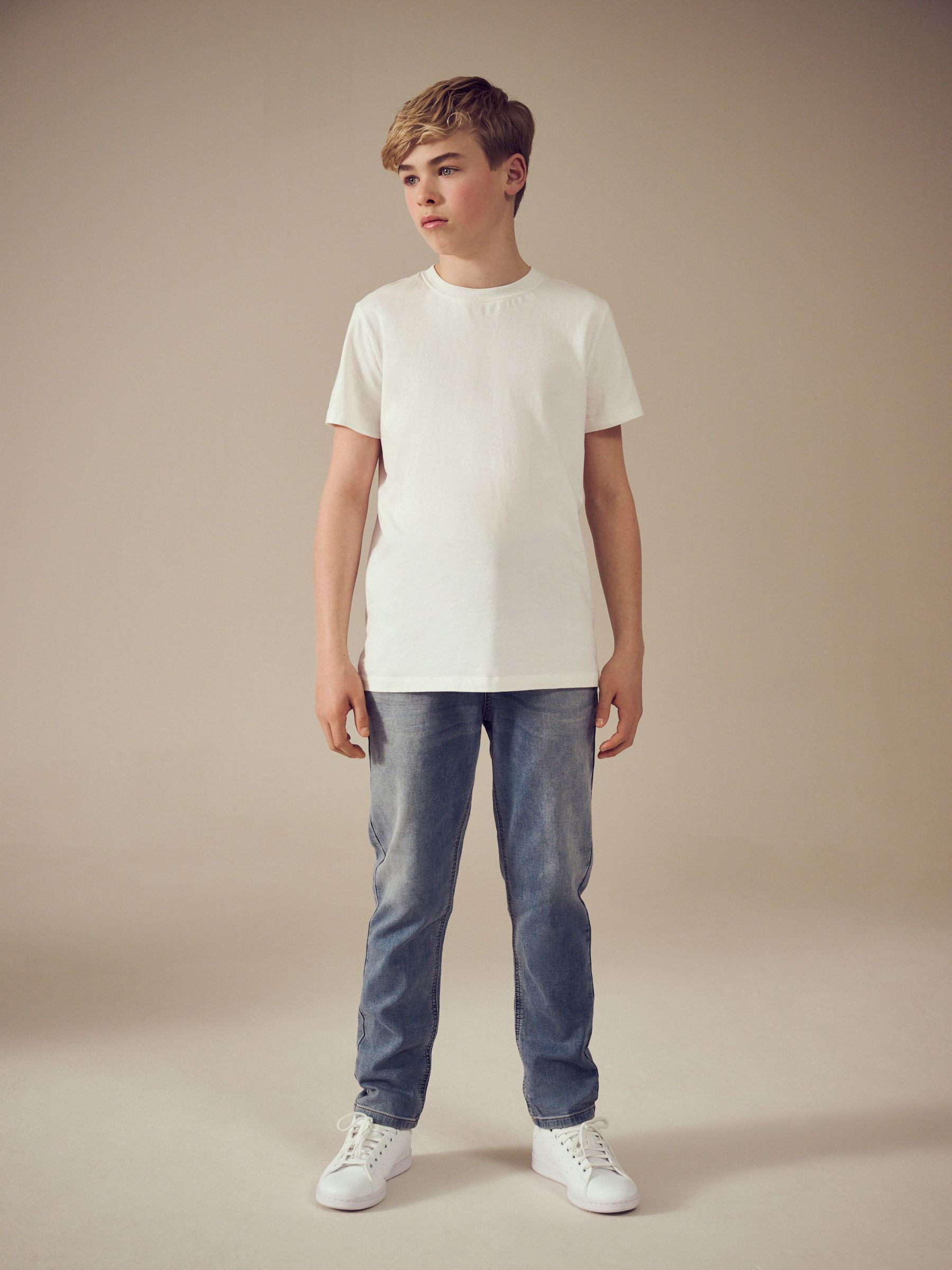 Buy Light Blue Regular Fit Stretch Elasticated Waist Jeans (3-16yrs ...