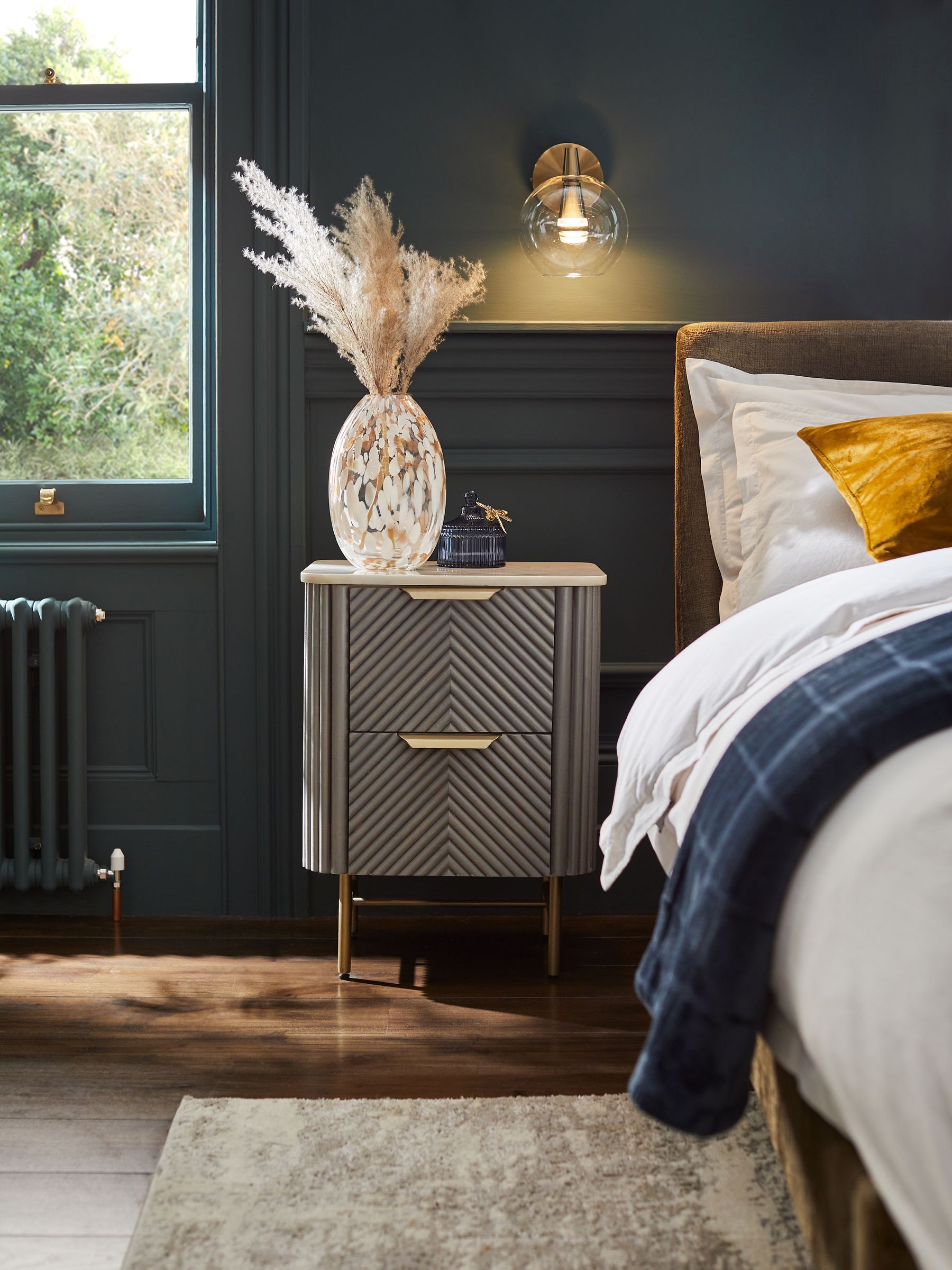 Grey and gold bedside table store