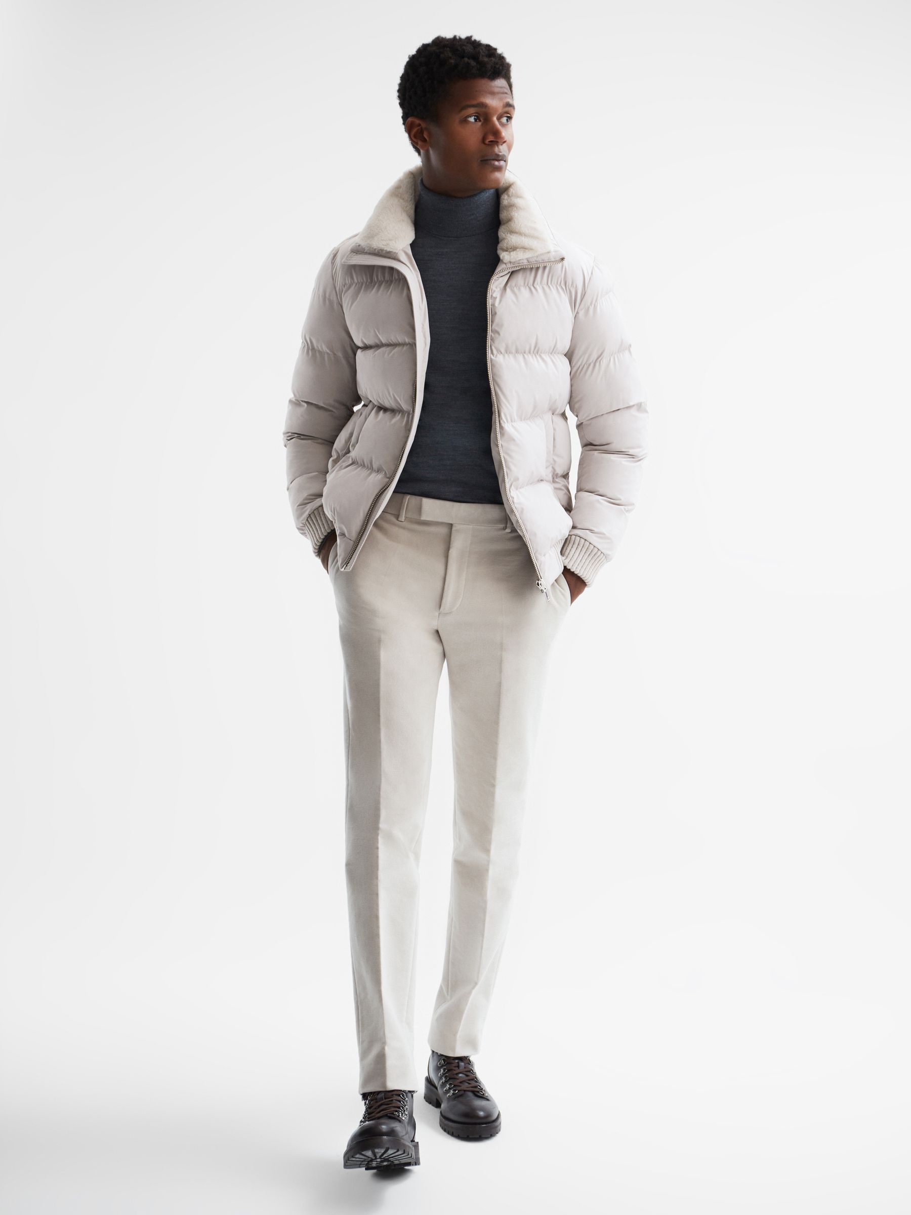 Buy Reiss Stone Frost Faux Fur Trim Puffer Jacket from the Next UK ...