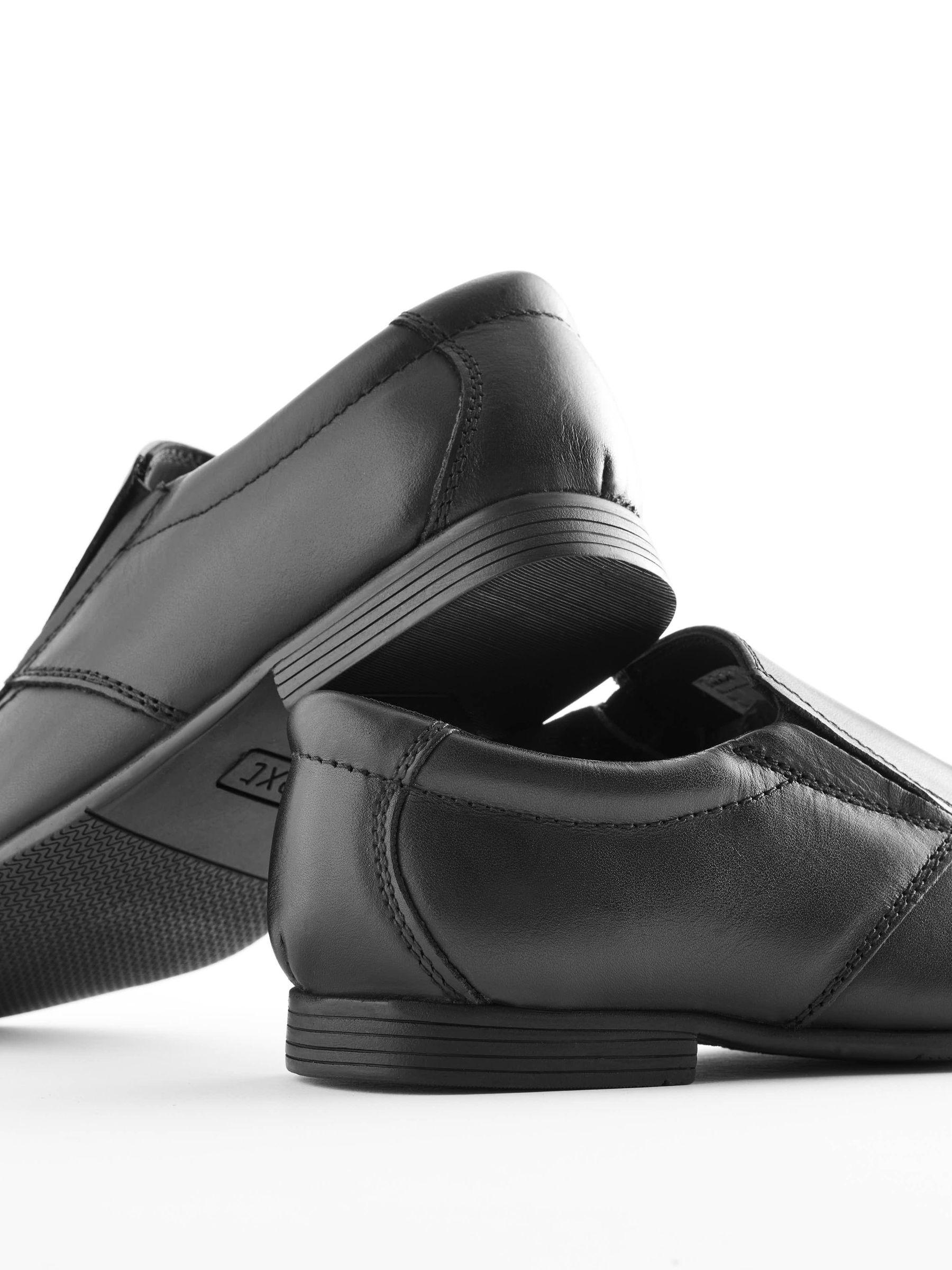 Buy Black Wide Fit (G) Slip On Leather Loafer School Shoes from the ...