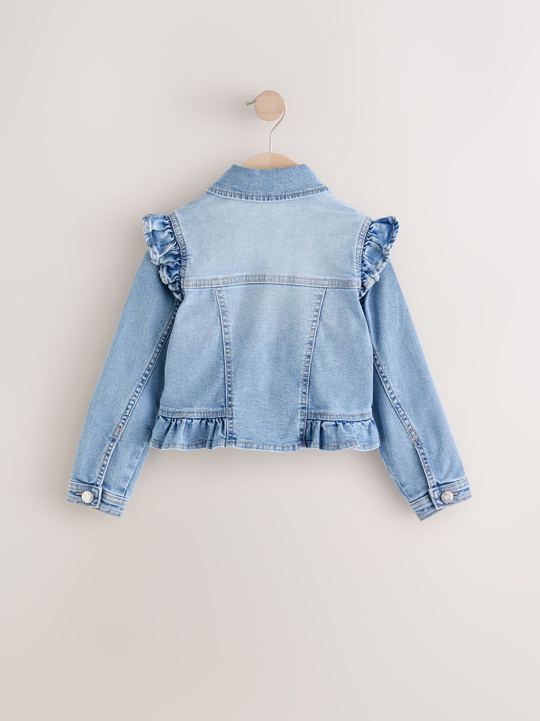 Buy Mid Blue Frill Shoulder Denim Jacket (3-16yrs) from Next Saudi Arabia