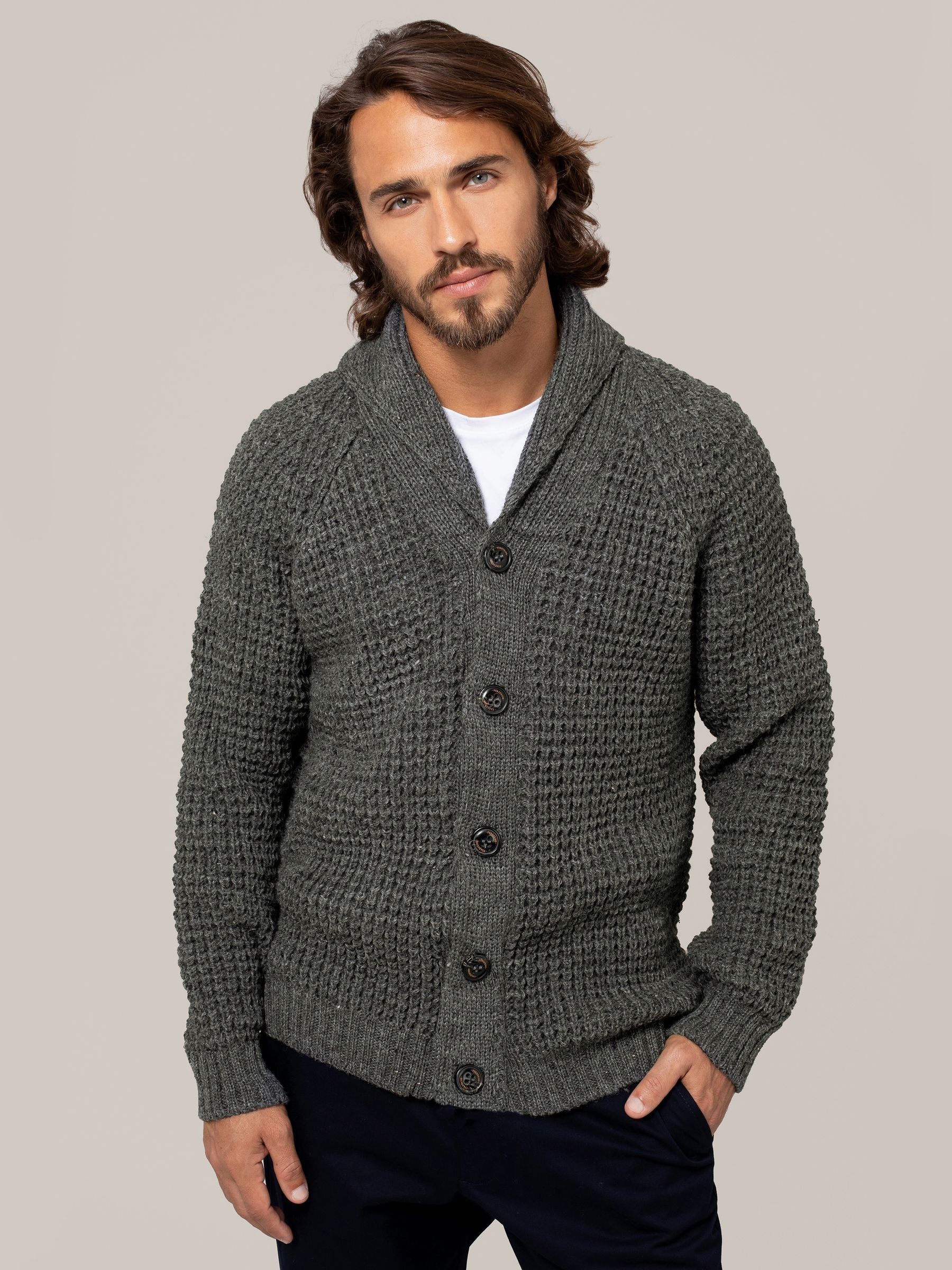 Buy Celtic & Co. Mens Waffle Stitch Cardigan from the Next UK online shop