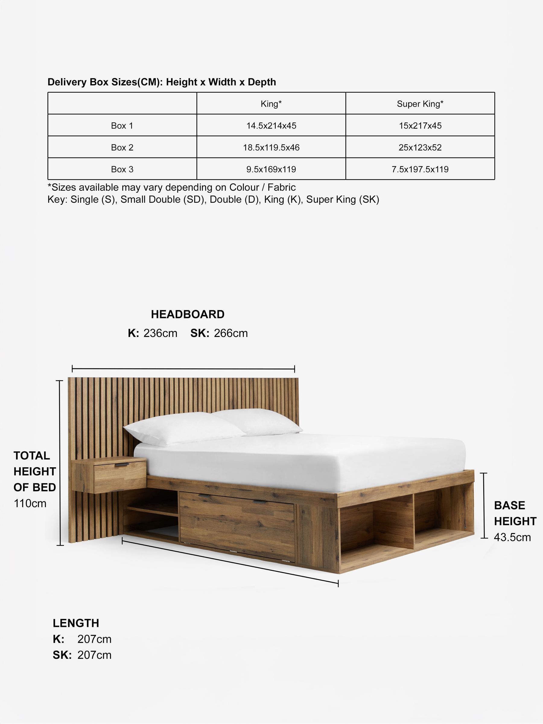 Buy Oak Effect Bronx Wooden Hotel Bed Frame with Platform Storage and ...