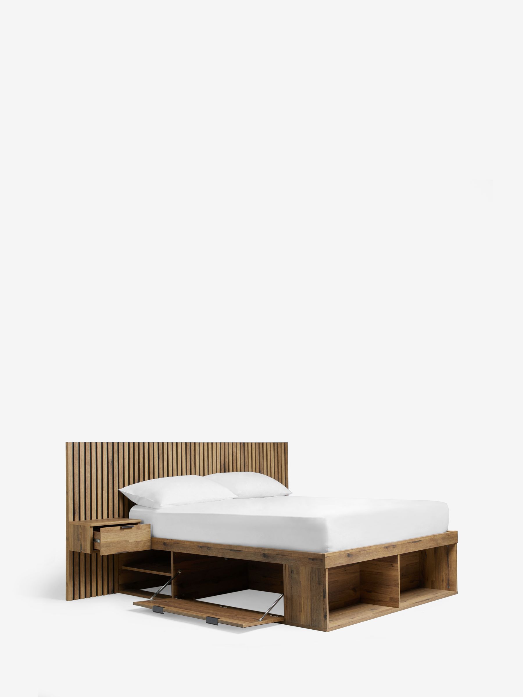 Buy Oak Effect Bronx Wooden Hotel Bed Frame with Platform Storage and ...
