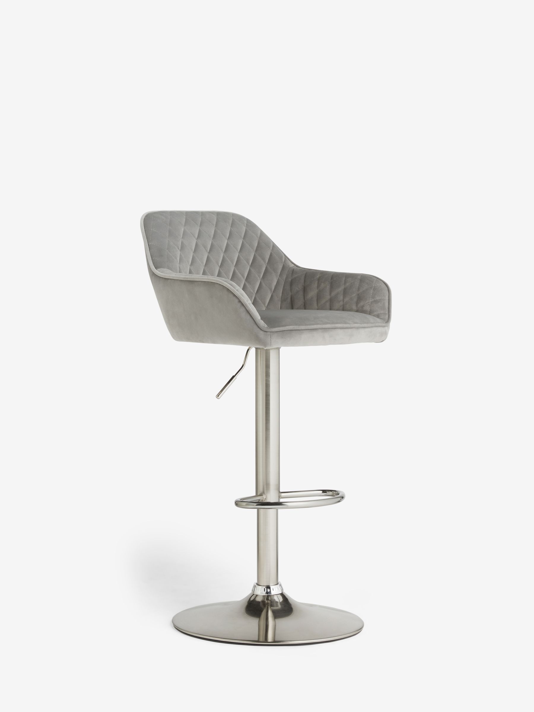 Buy Soft Velvet Mid Grey Hamilton Quilted Kitchen Bar Stool from the ...