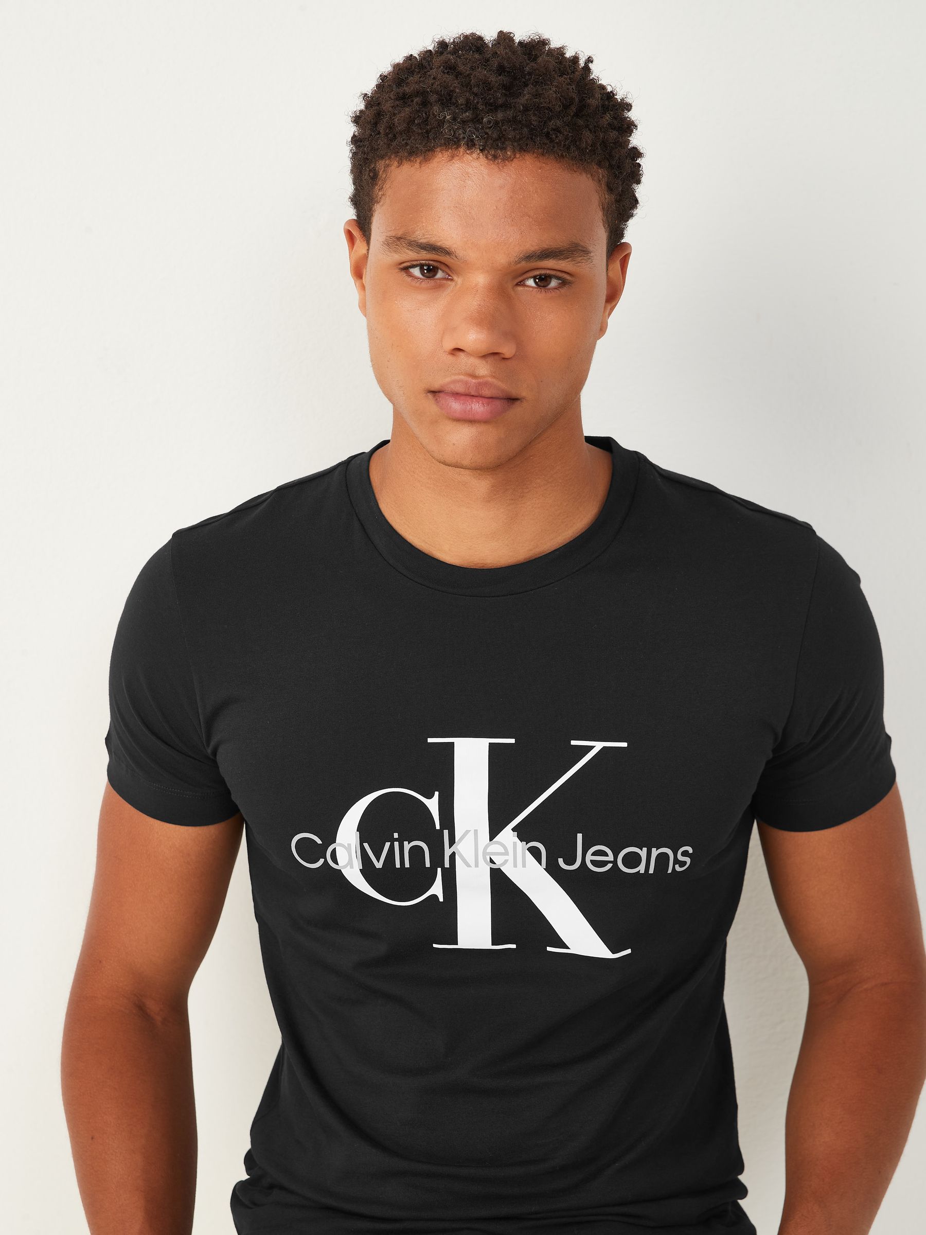 Buy Calvin Klein Black 100% Cotton Logo Slim T-Shirt from Next Australia