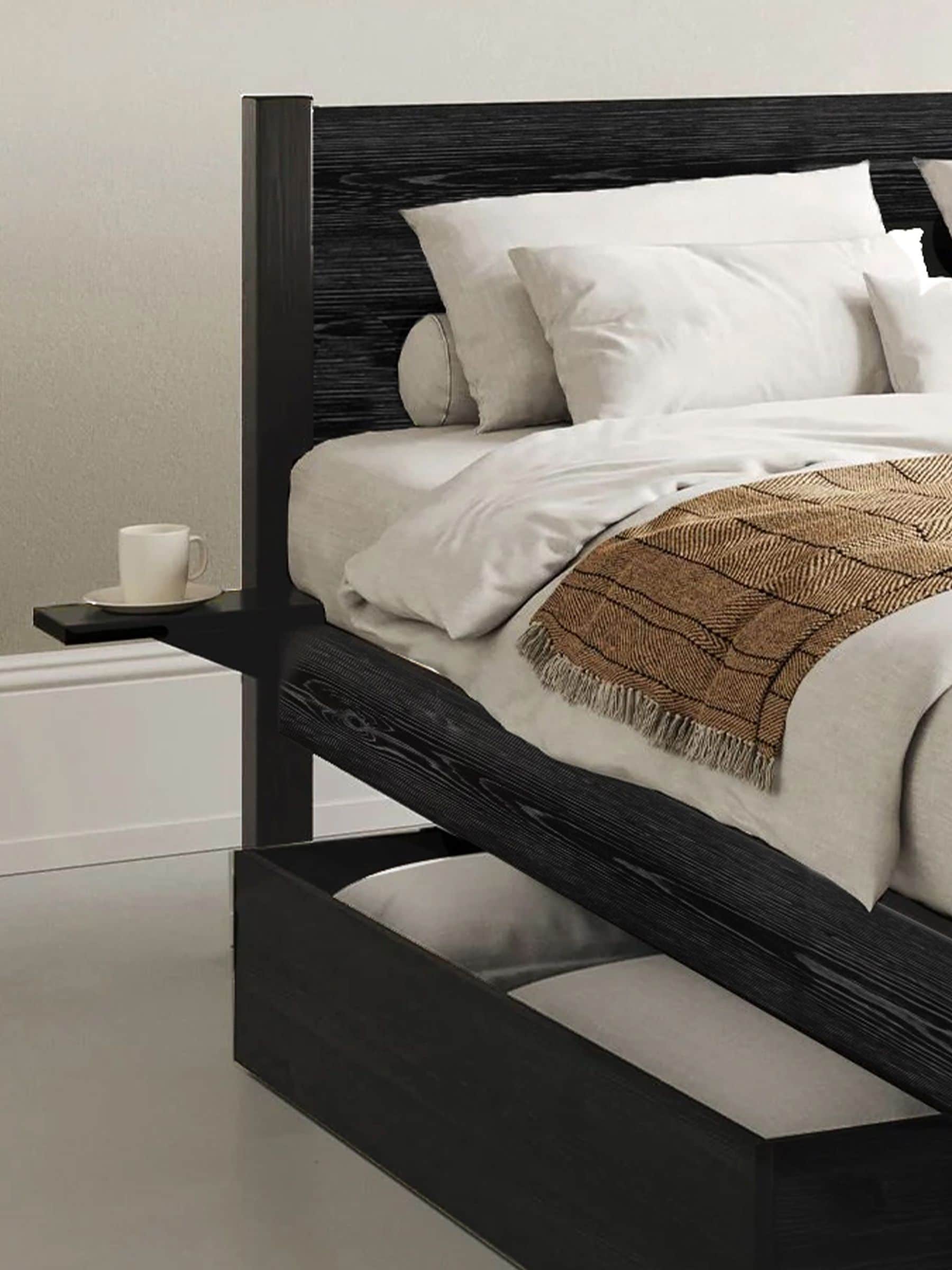 Queen bed frame black wood store
