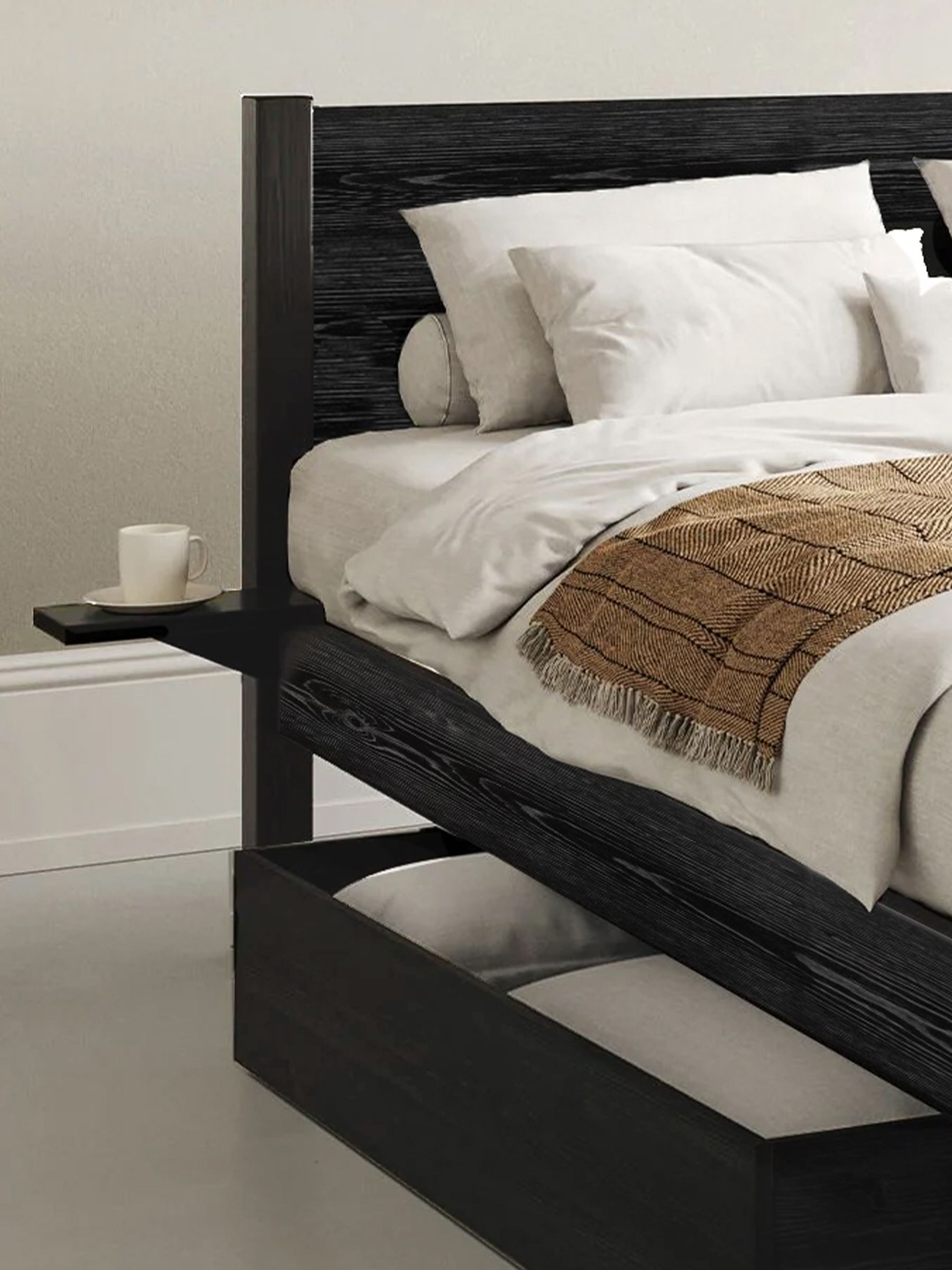 Buy Get Laid Beds Black Oxford Square Leg Solid Wood Bed Combo from the ...