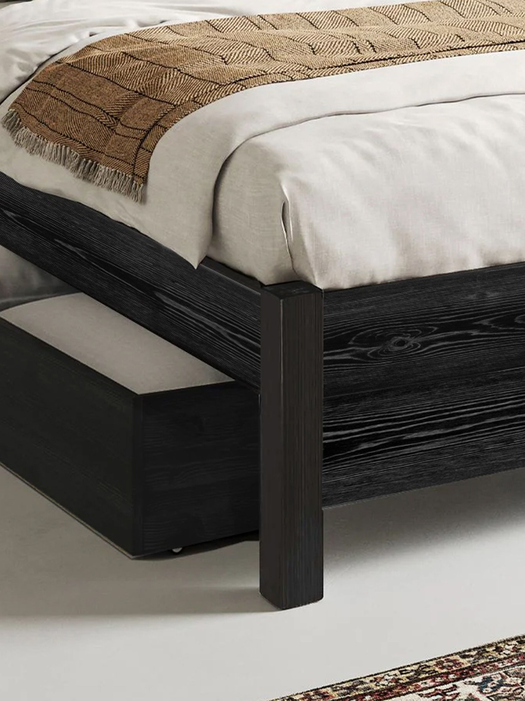 Buy Get Laid Beds Black Oxford Square Leg Solid Wood Bed Combo from the ...