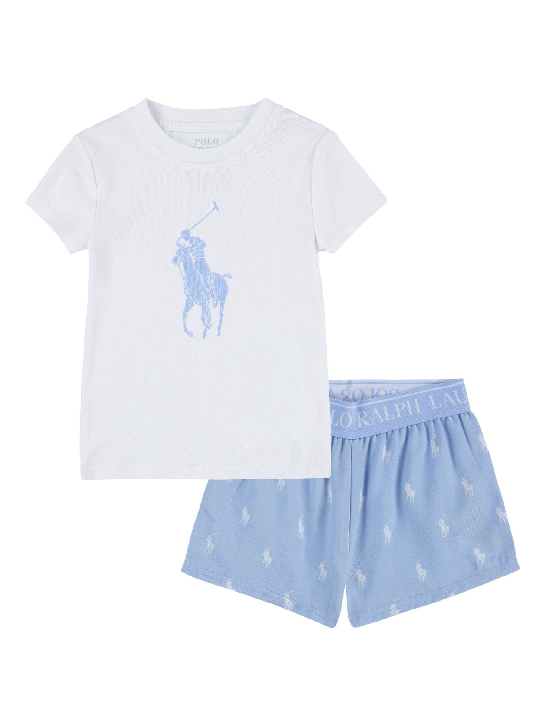 Buy Polo Ralph Lauren Blue Pony Logo T-Shirt And Shorts Pyjamas Set ...