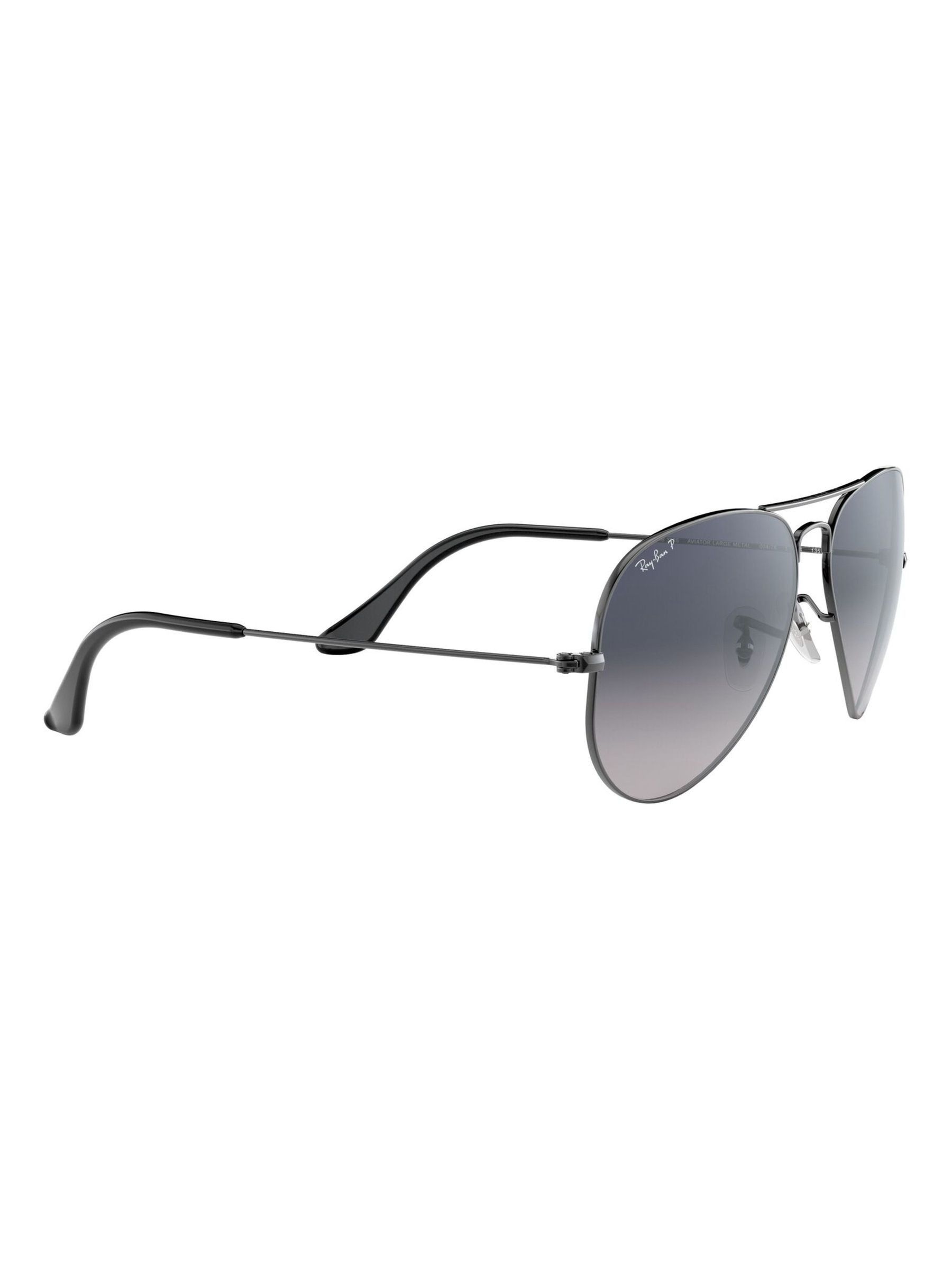 Buy Ray-Ban Gunmetal & Blue/Grey Gradient Lens Aviator Polarised Lens ...