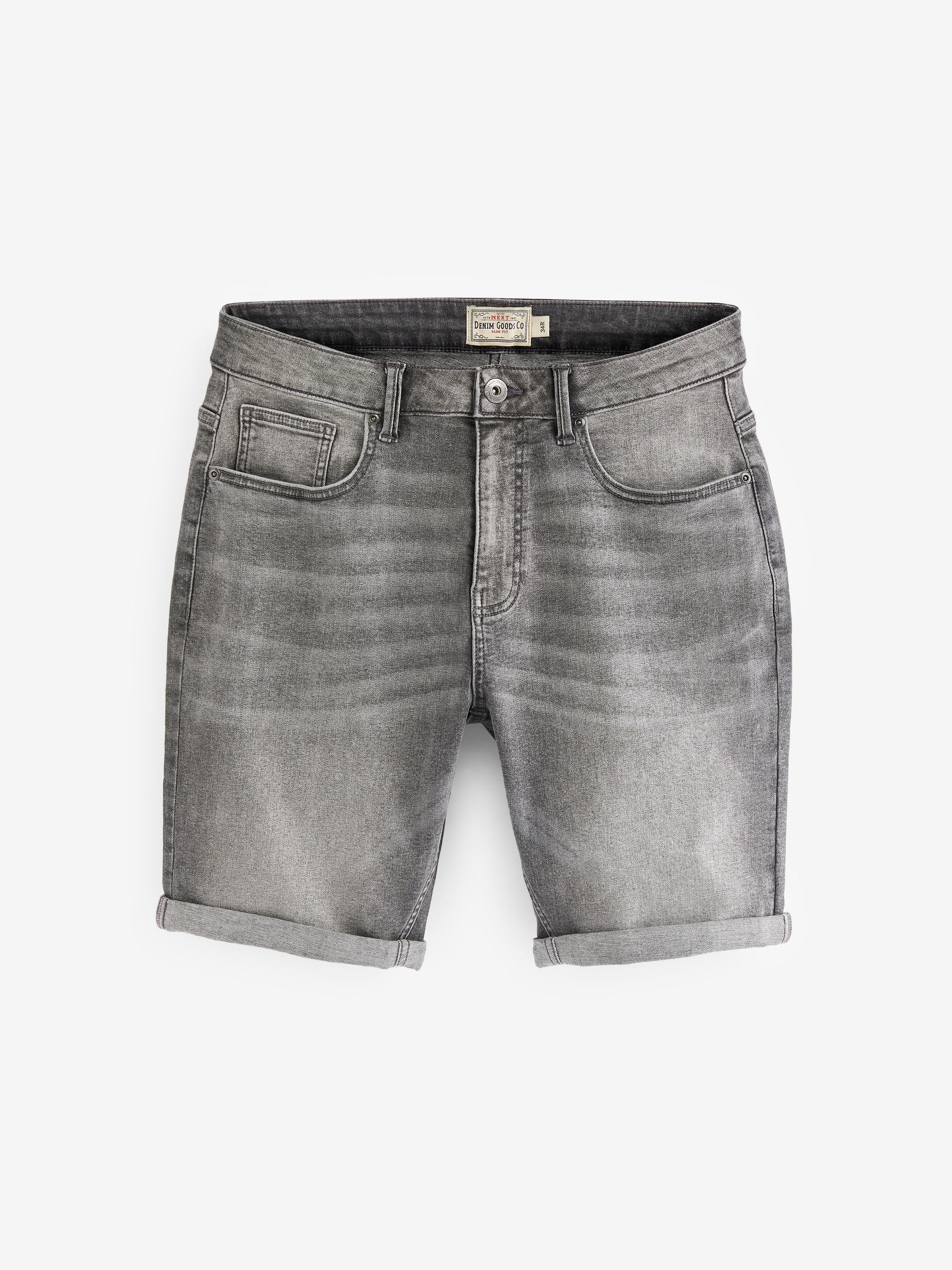 Buy Dark Grey Slim Stretch Denim Shorts from the Next UK online shop