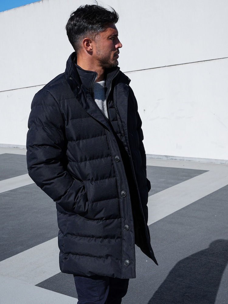 Buy Threadbare Blue Luxe Showerproof Funnel Neck Puffer Coat from the ...