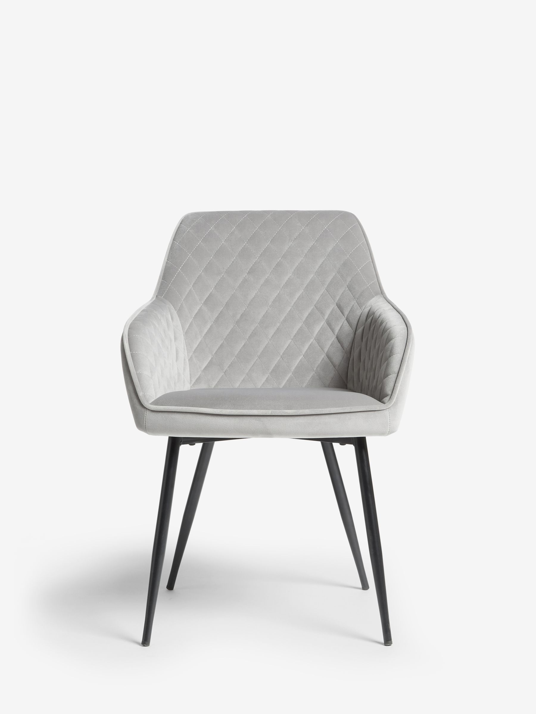 Buy Set of 2 Soft Velvet Mid Grey Hamilton Black Leg Quilted Dining ...