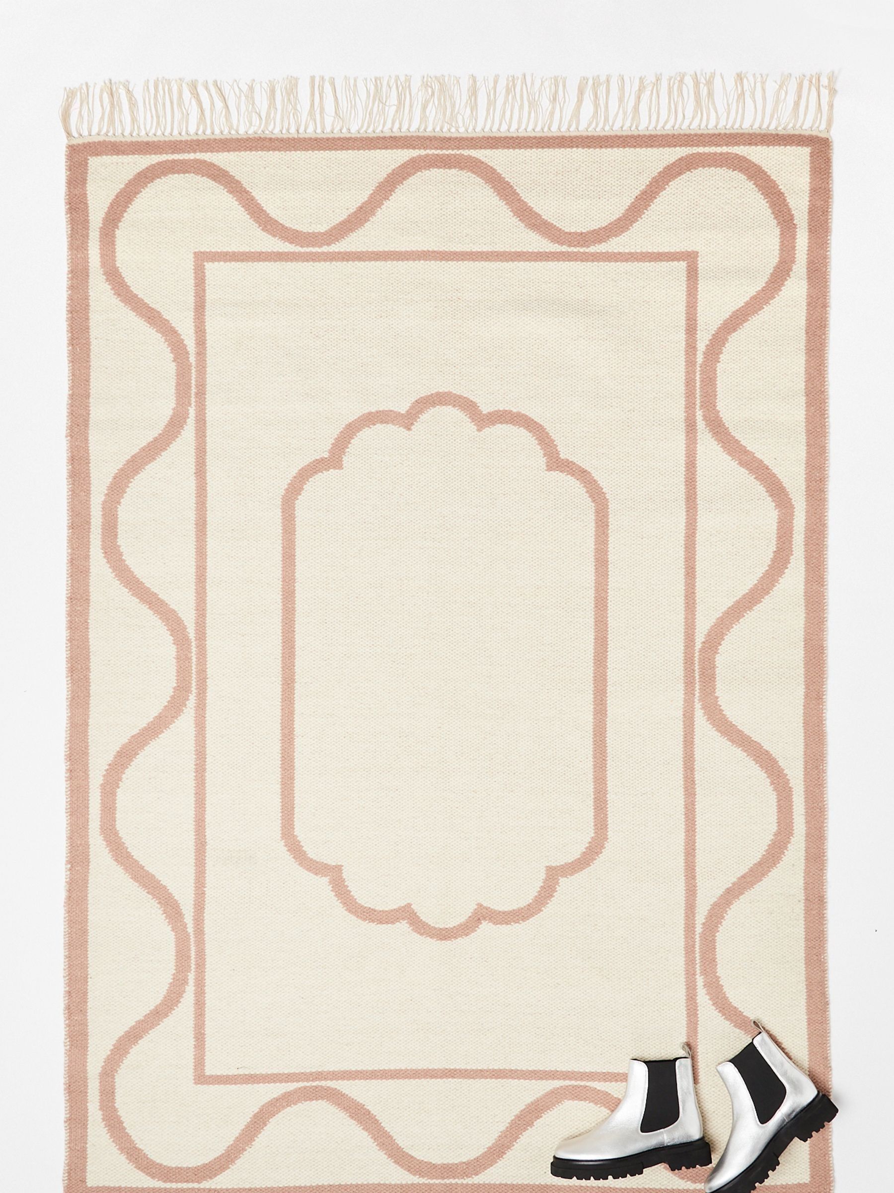 Buy Oliver Bonas Pink Mae Reversible Jacquard Wool and Cotton Rug from ...