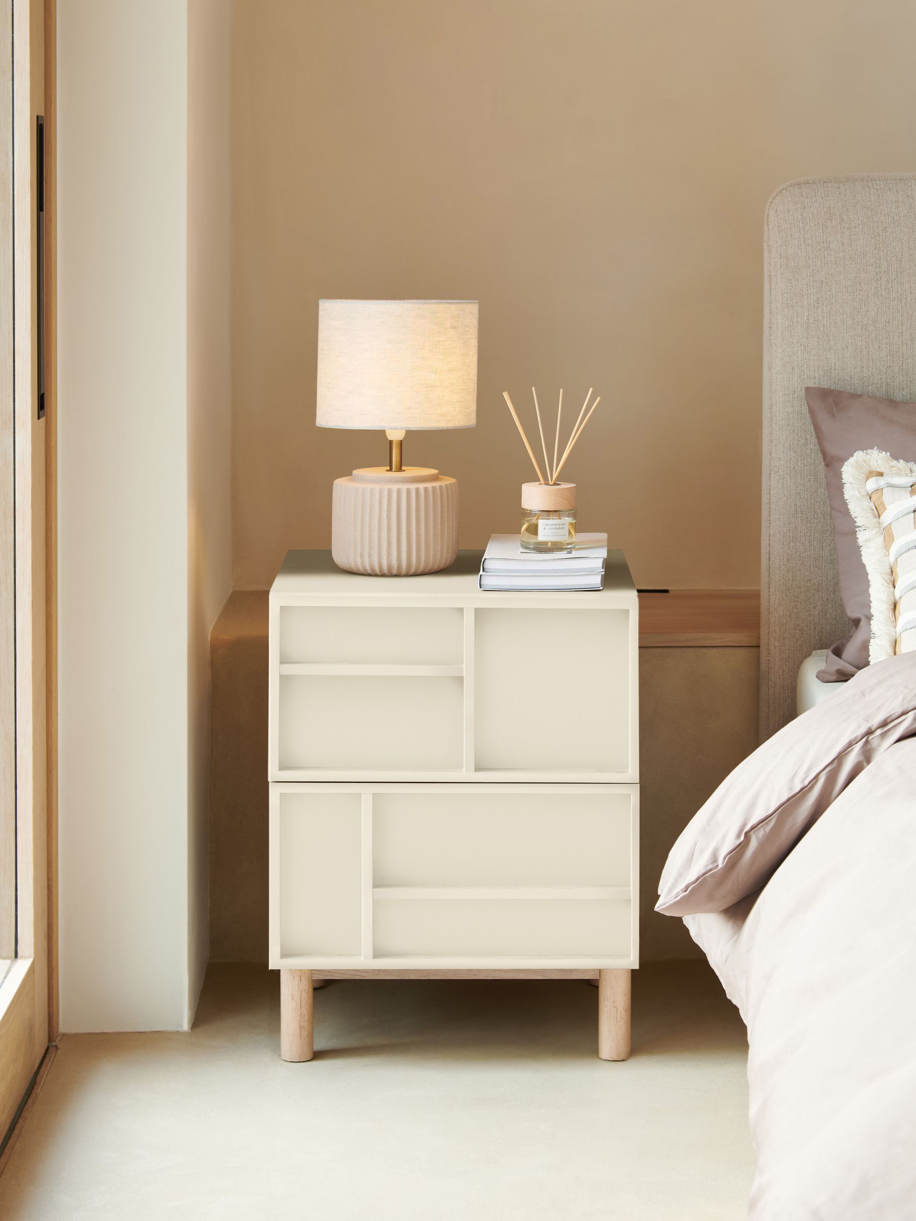 Buy Cream Finsbury 2 Drawer Bedside Table from the Next UK online shop