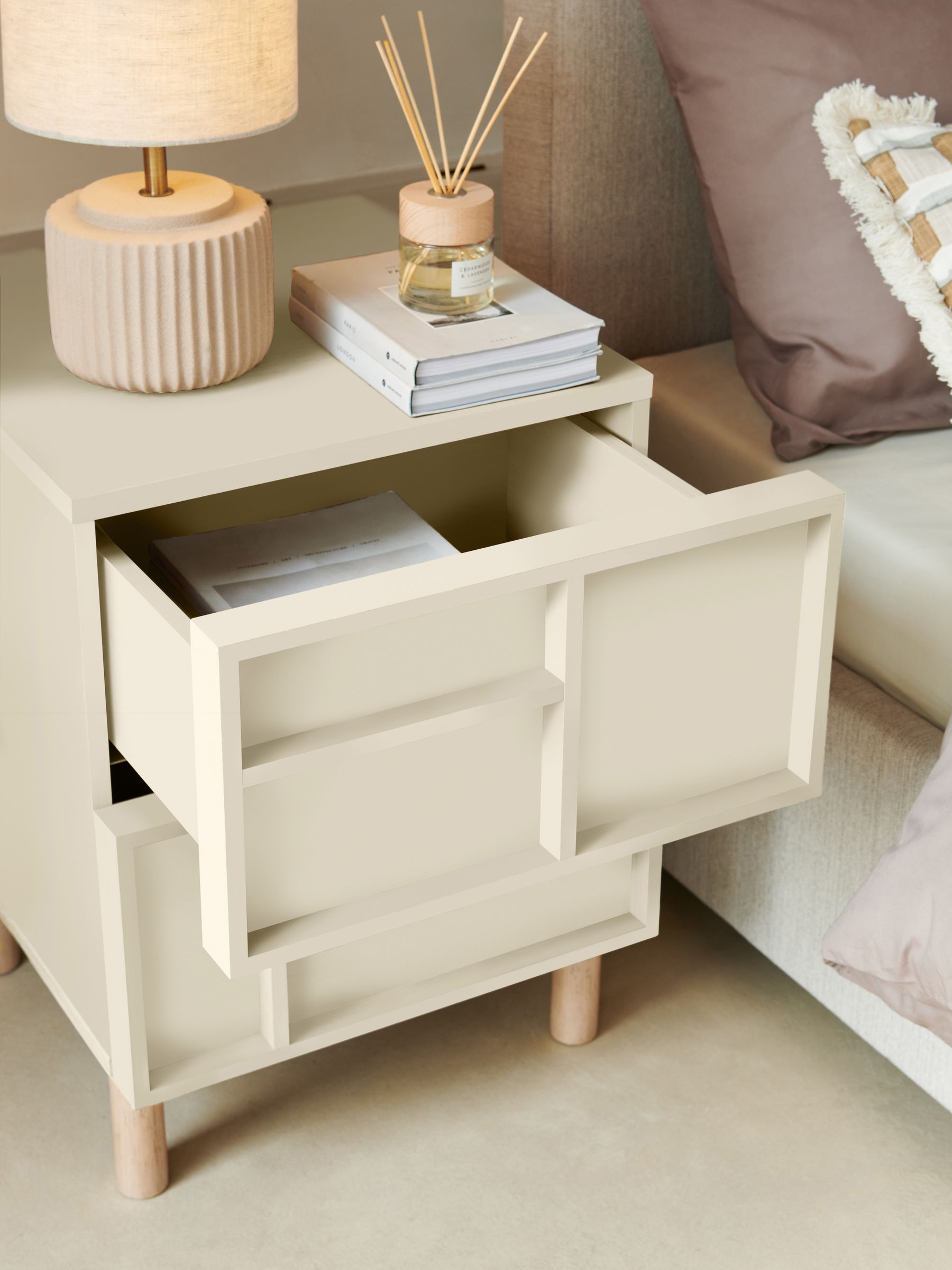 Buy Cream Finsbury 2 Drawer Bedside Table from the Next UK online shop