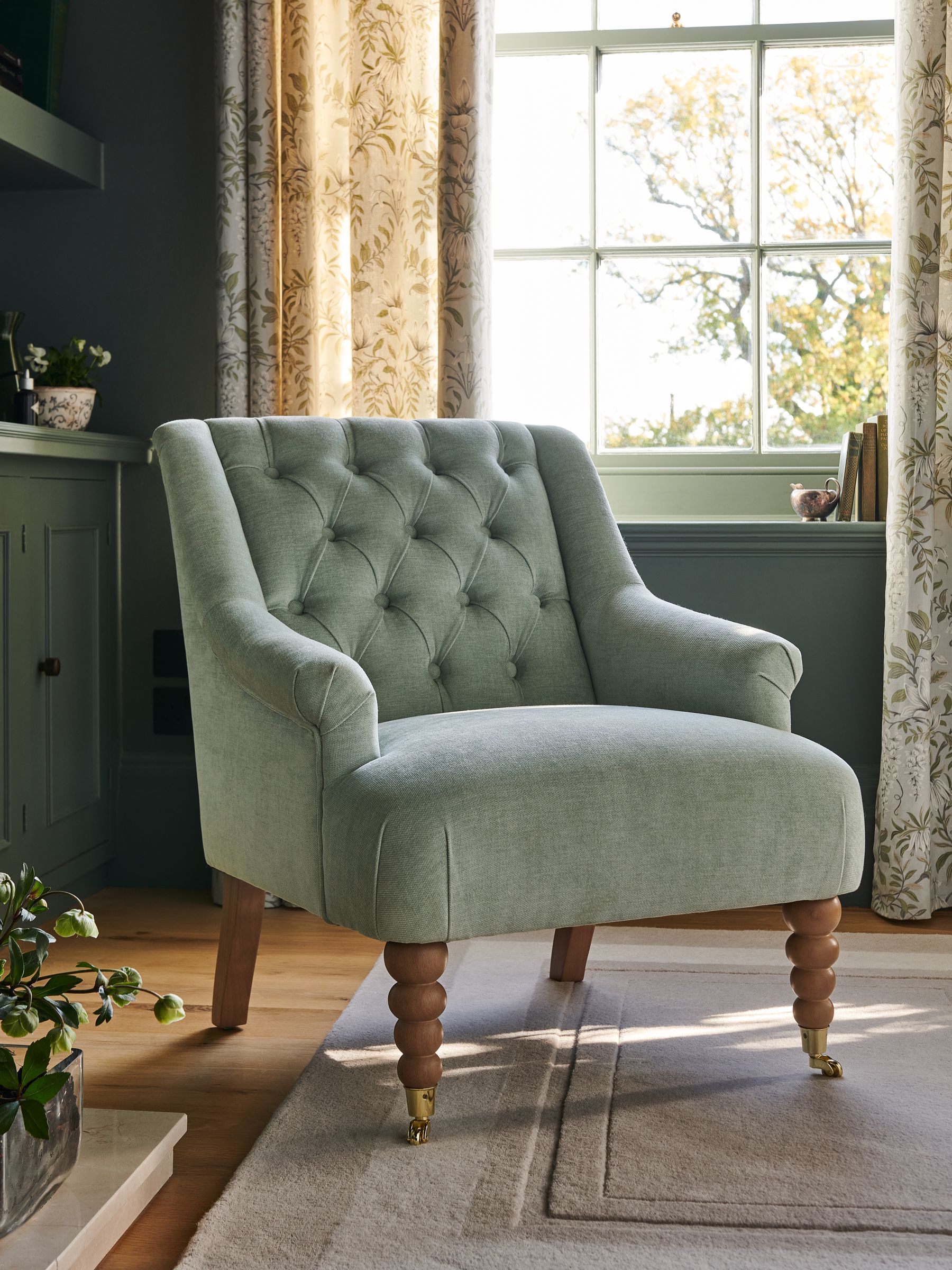 Buy Laura Ashley Baron Chenille Pale Grey Green Ropsley Accent Chair ...
