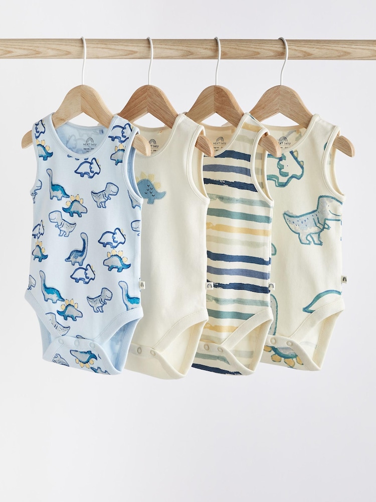Buy Blue Baby Vest Bodysuits 4 Pack from the Next UK online shop