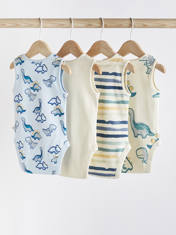 Buy Blue Baby Vest Bodysuits 4 Pack from the Next UK online shop