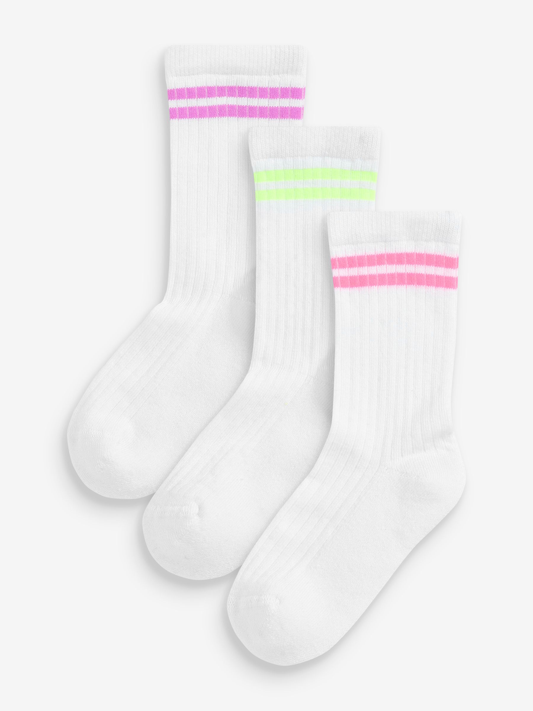 Buy White with fluorescent stripe Cotton Rich Cushioned Sole Ankle ...