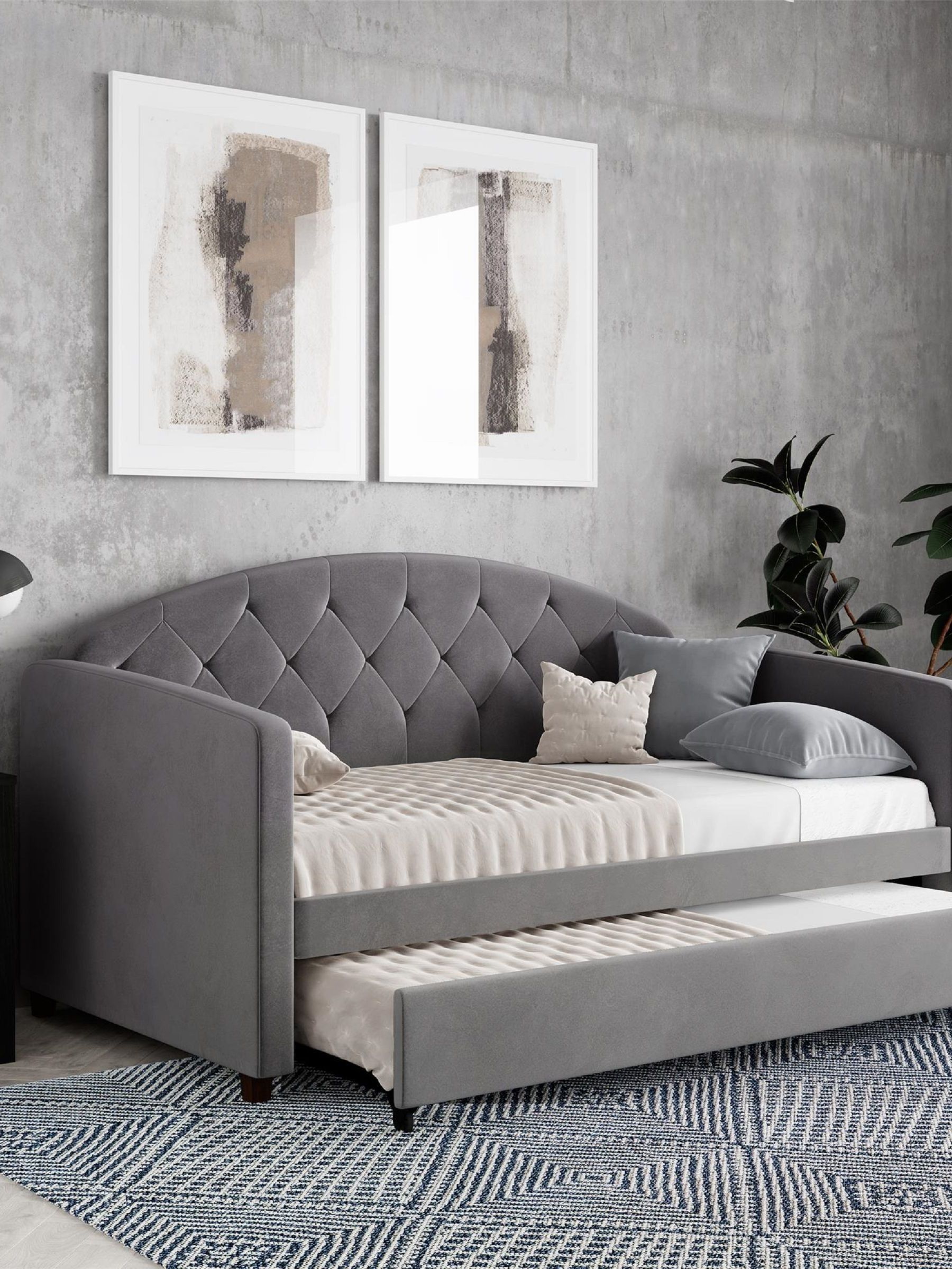 Buy Dorel Home Grey Europe Aspen Velvet Daybed with Trundle from the Next UK online shop