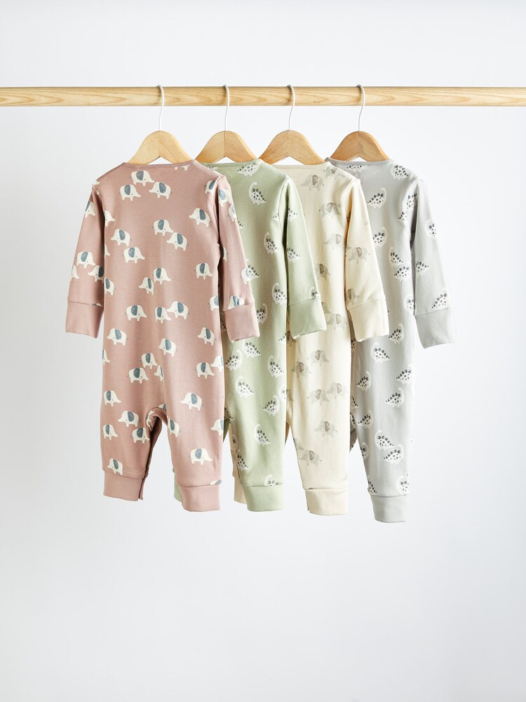 Buy Neutral Printed Baby Sleepsuits 4 Pack (0-2yrs) from Next Lithuania