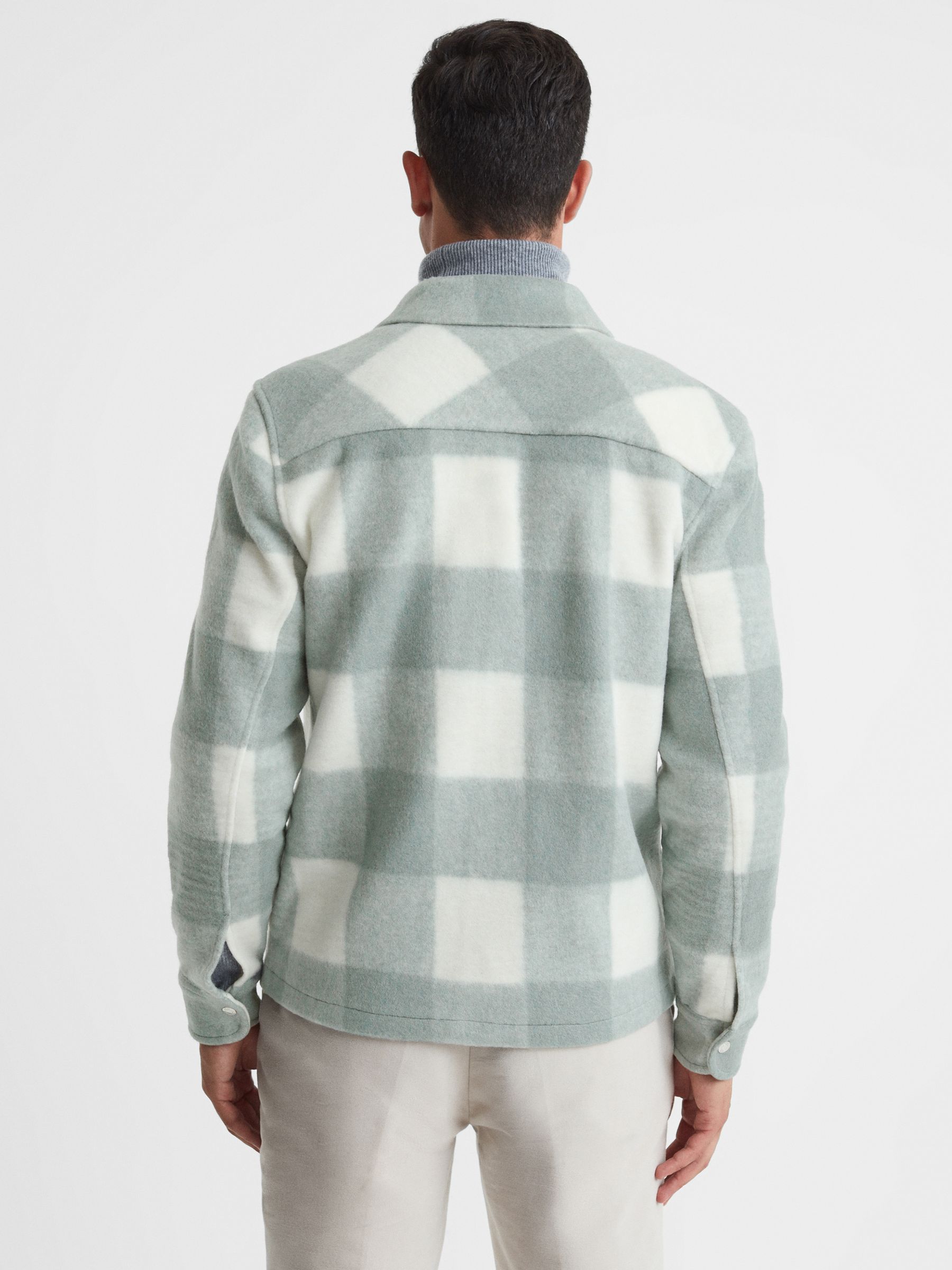 Buy Reiss Sage/White Scott Brushed Check Overshirt from the Next UK ...