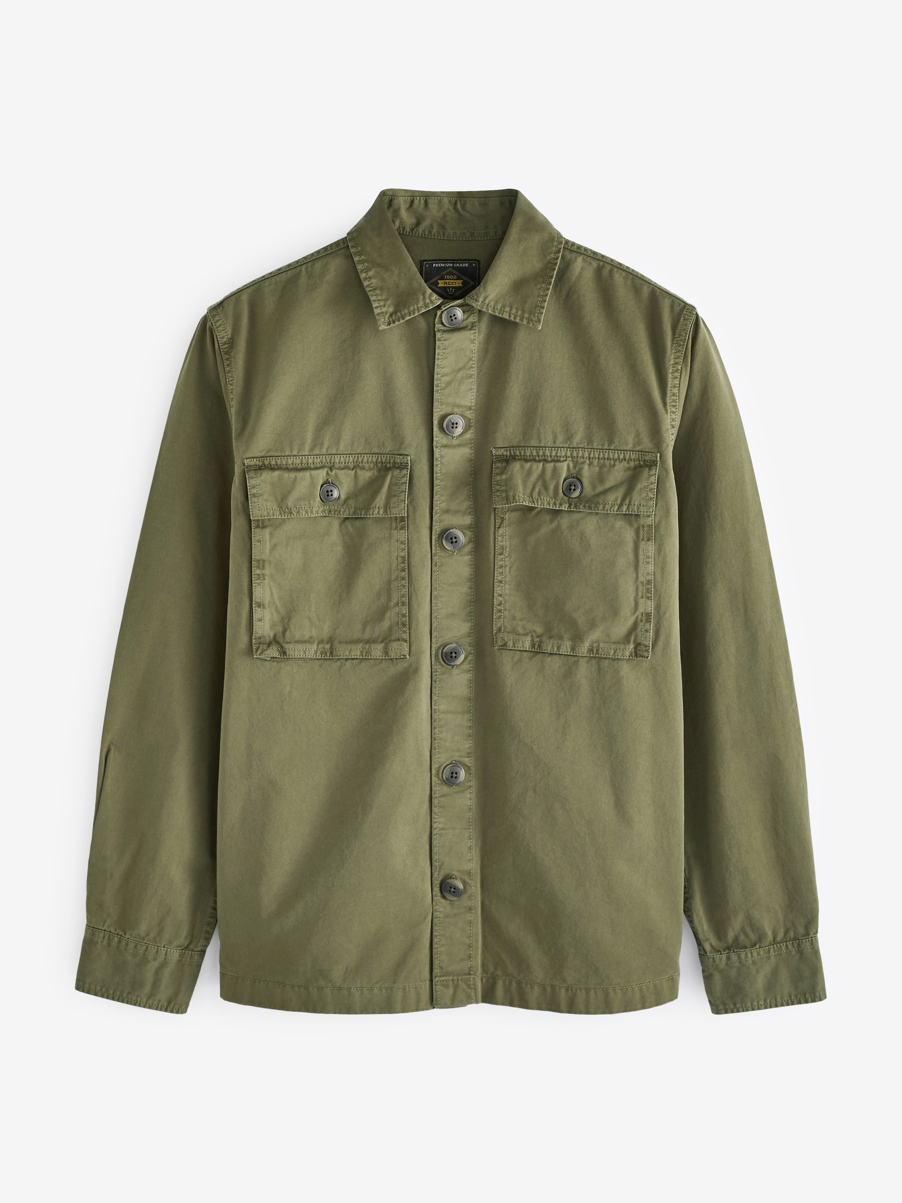 Buy Khaki Green 100% Cotton Twin Pocket Shacket from the Next UK online ...
