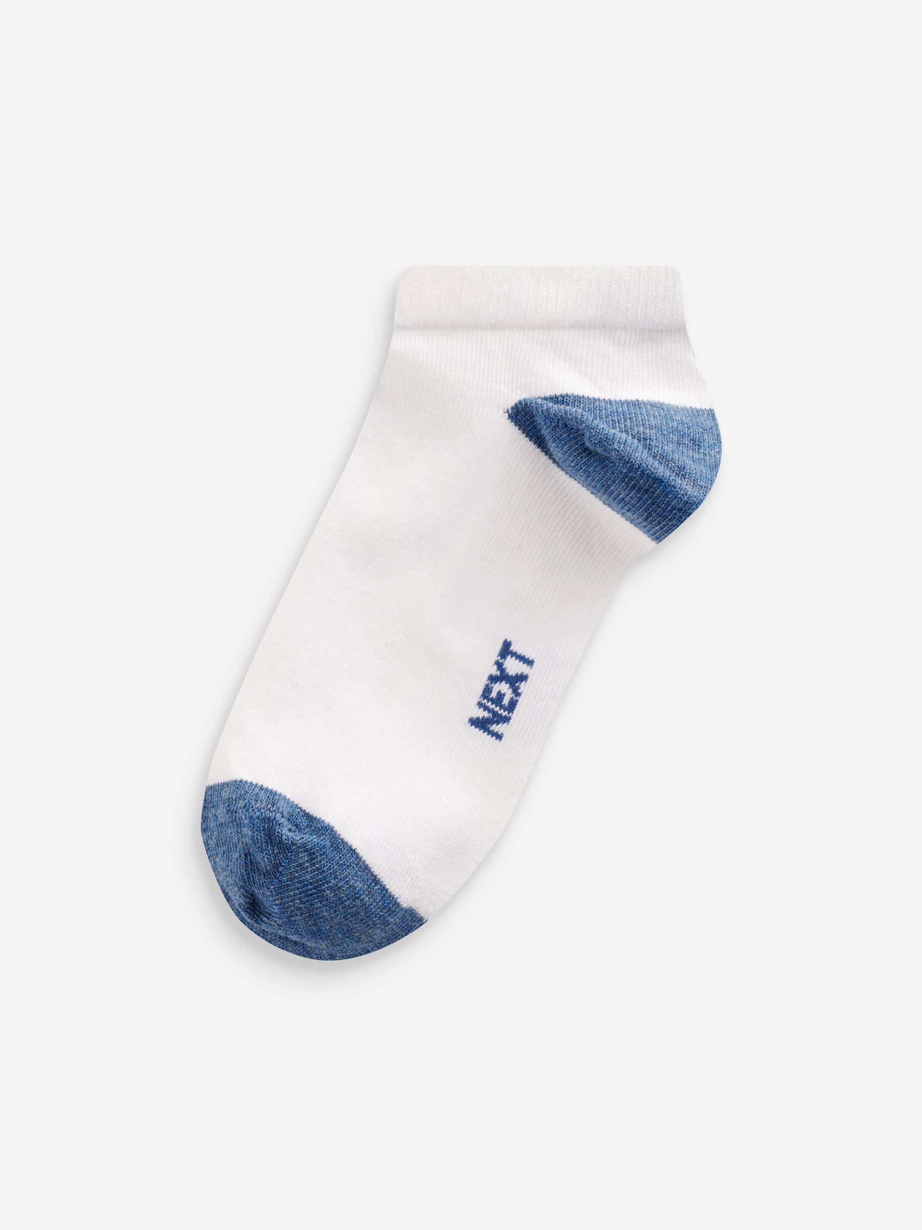 Buy White/Blue/Grey Heel And Toe Rich Trainers Socks 7 Pack from the ...