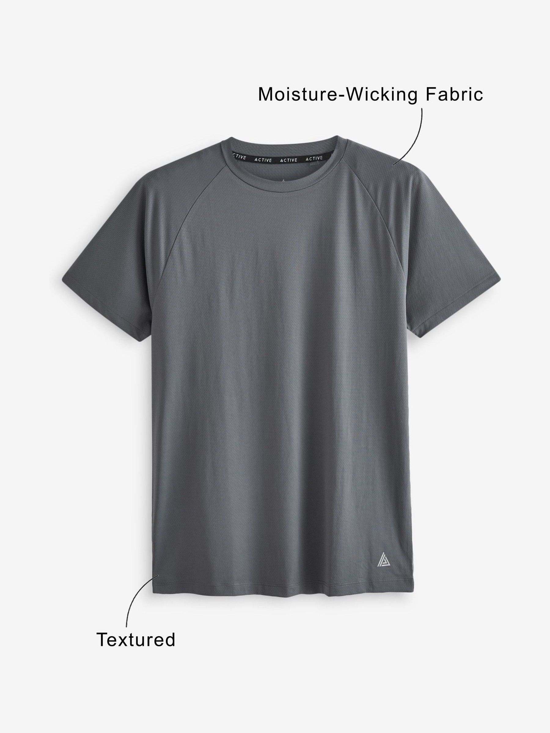 Buy Dark Grey Active Gym Texture Training T-Shirt from the Next UK ...