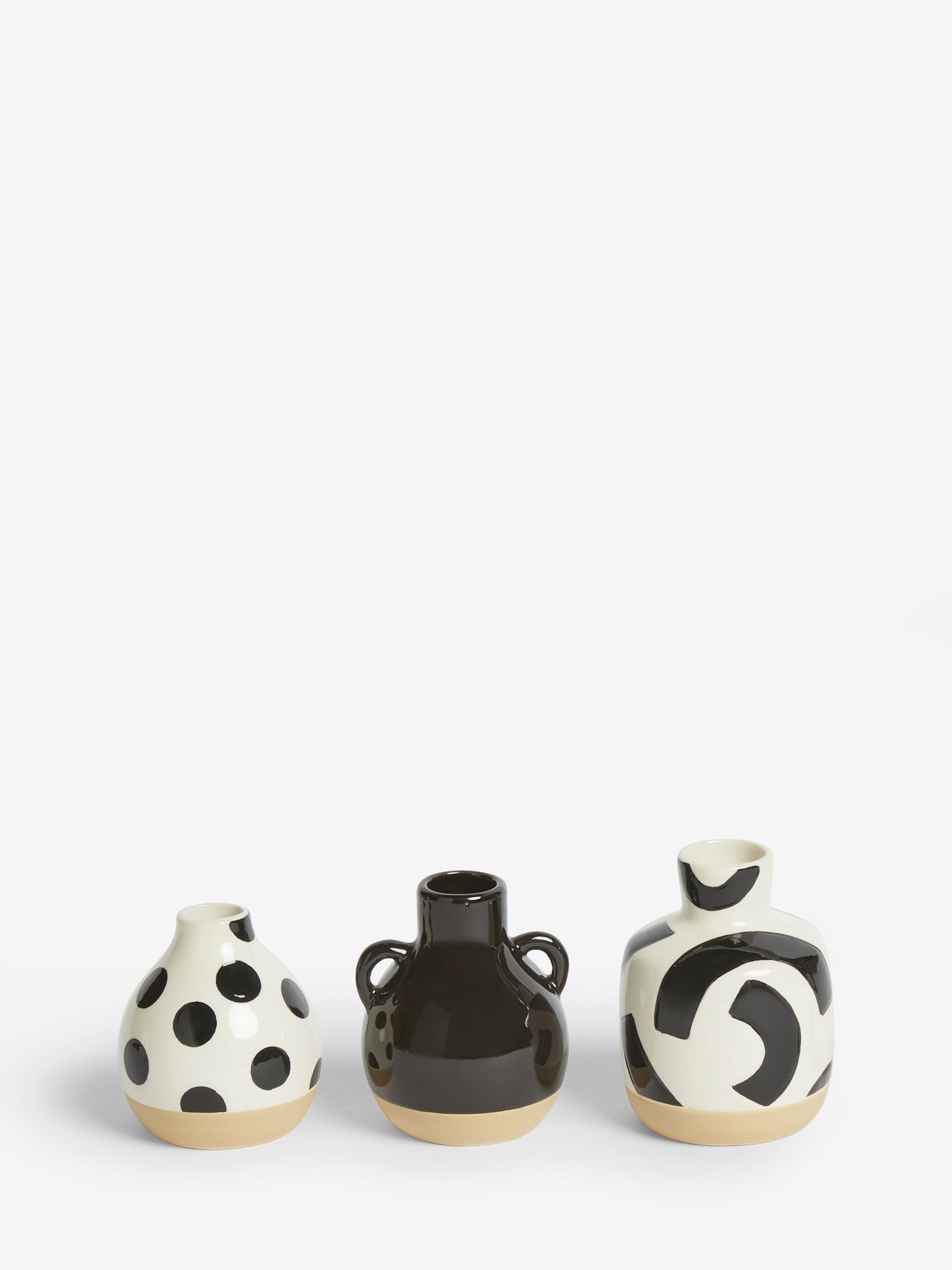Buy Set of 3 Black/Cream Global Mini Ceramic Flower Vases from the Next ...