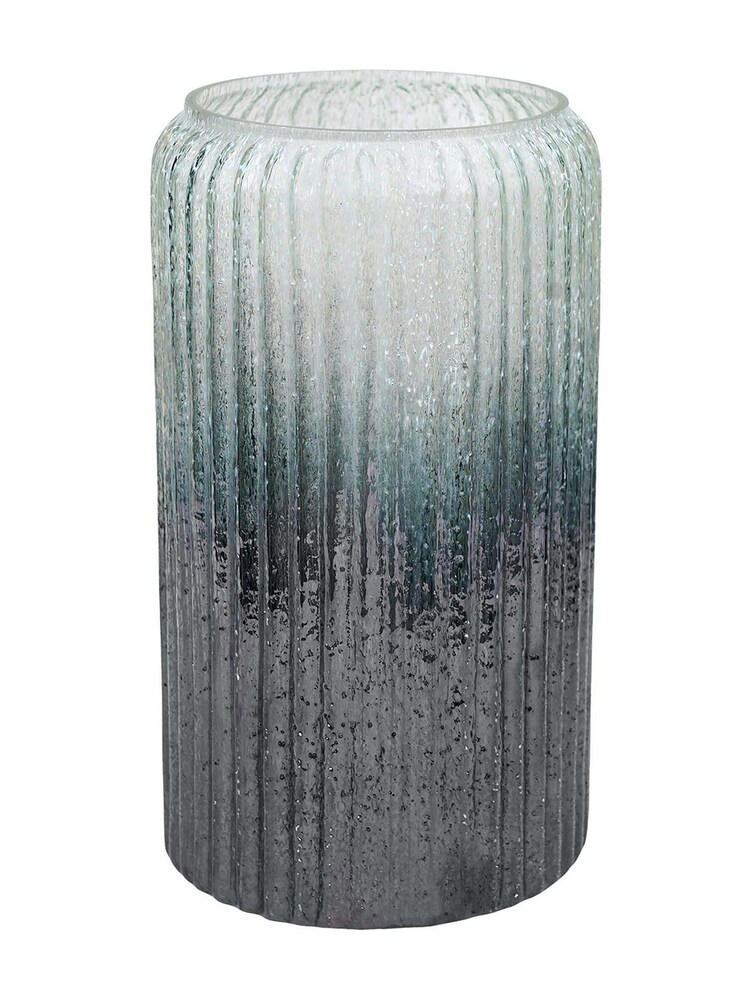 Buy Ivyline Blue Atlantic Blue Verre Frosted Ribbed Glass Vase from the ...