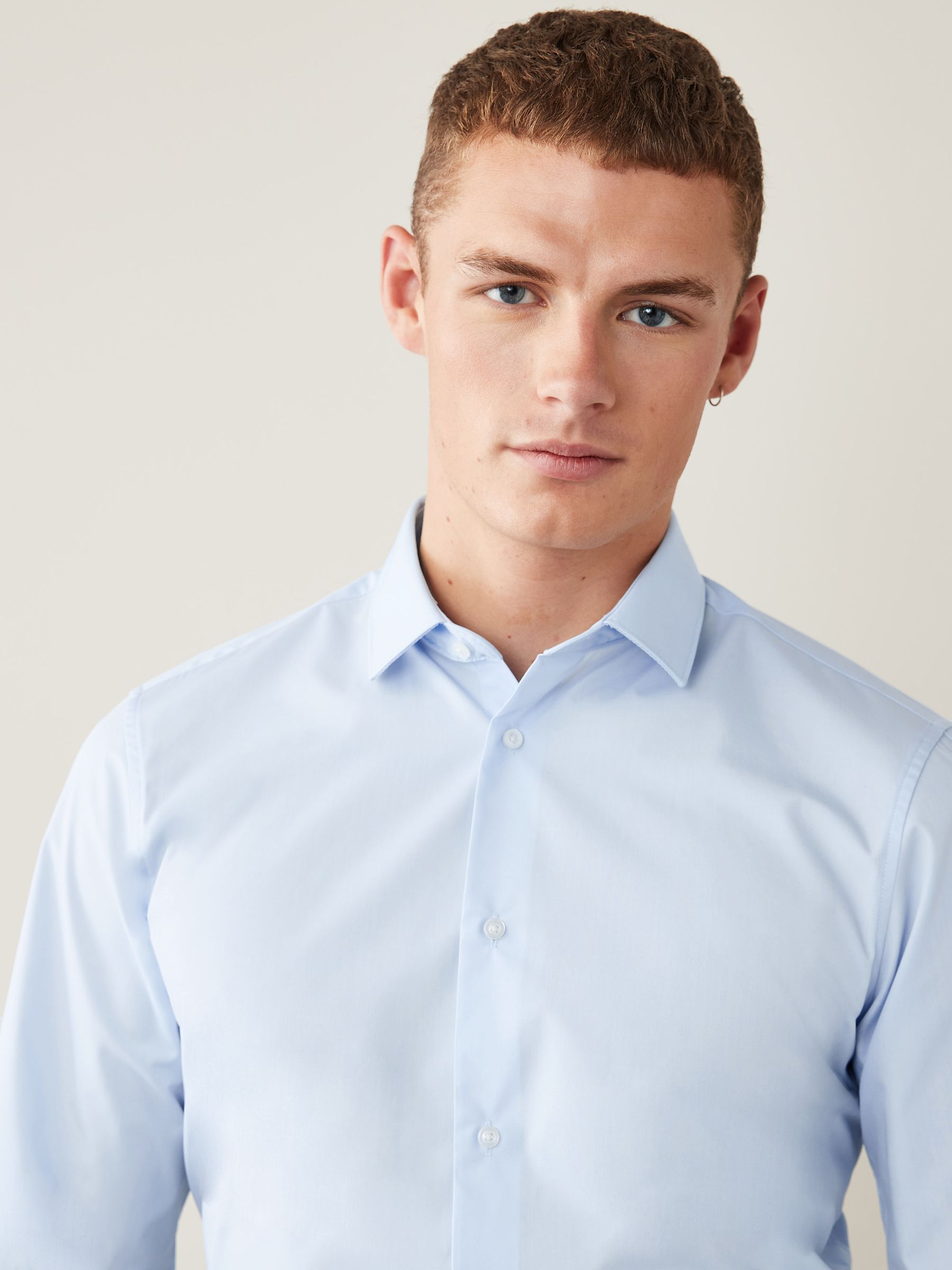 Buy Light Blue Regular Fit Easy Care Single Cuff Smart Shirt from the ...