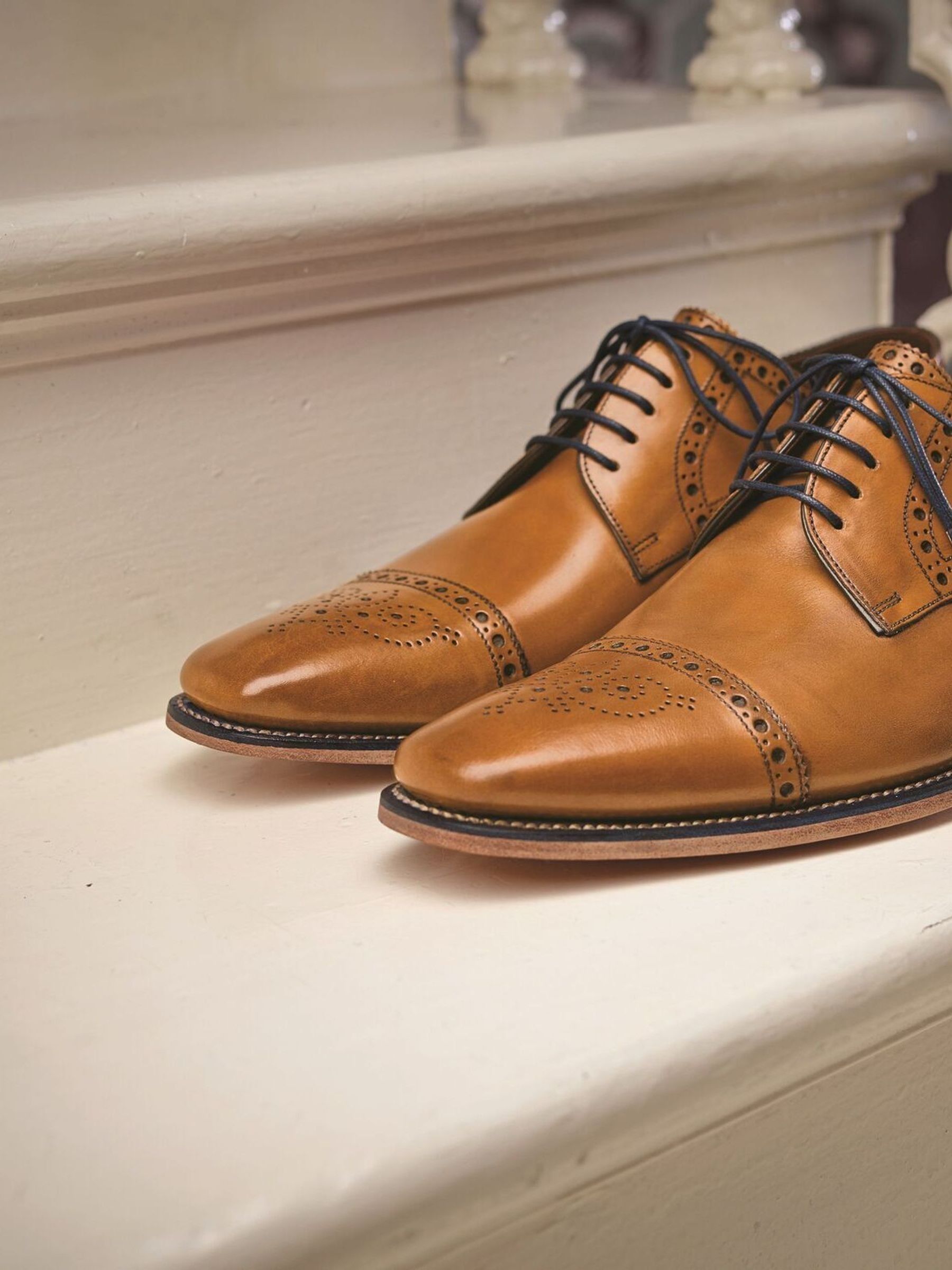 Buy Loake Natural Foley Calf Leather Semi Brogue Shoes from the Next UK ...