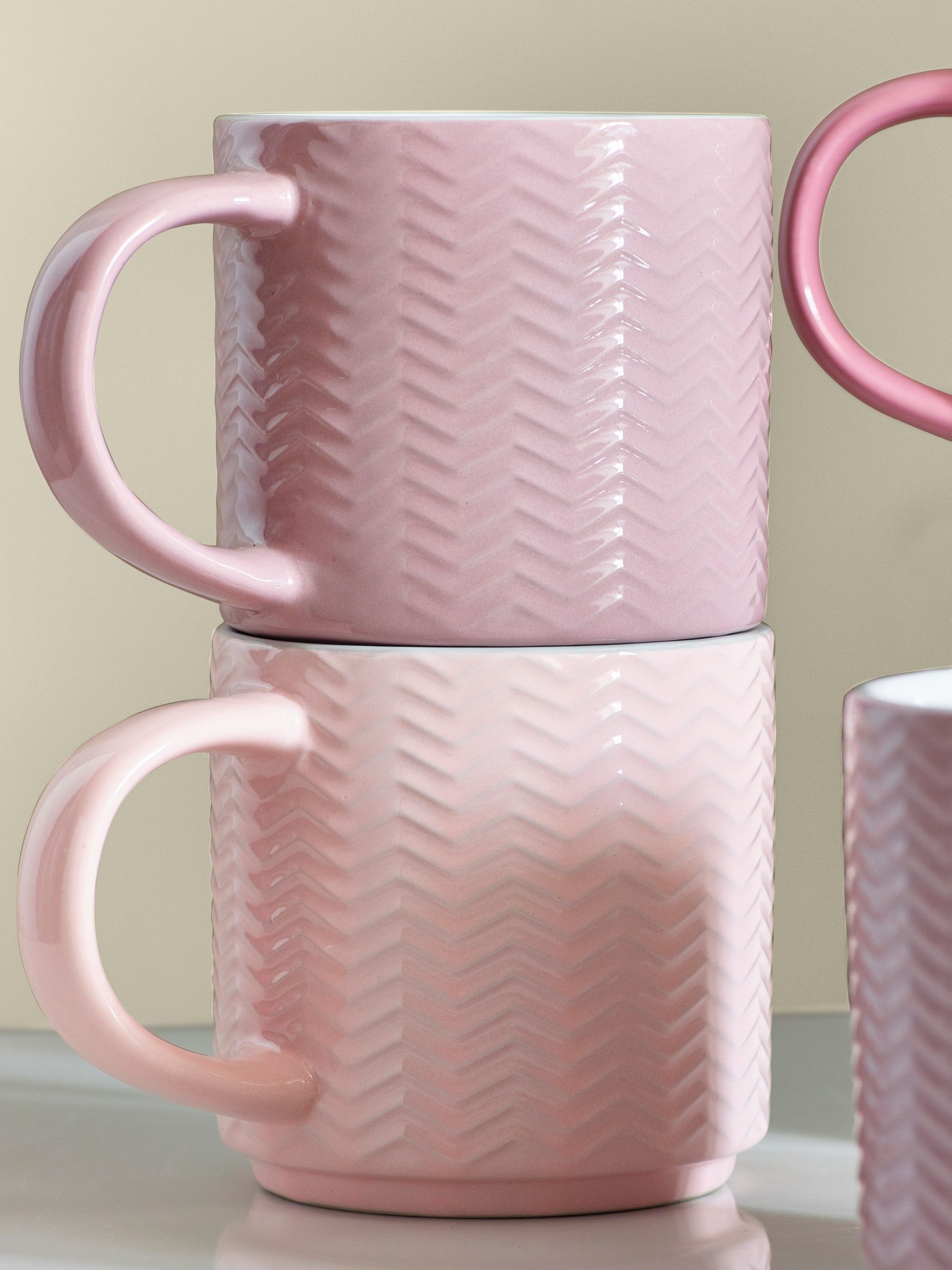 Buy Set of 4 Pink Textured Stacking Mugs from the Next UK online shop
