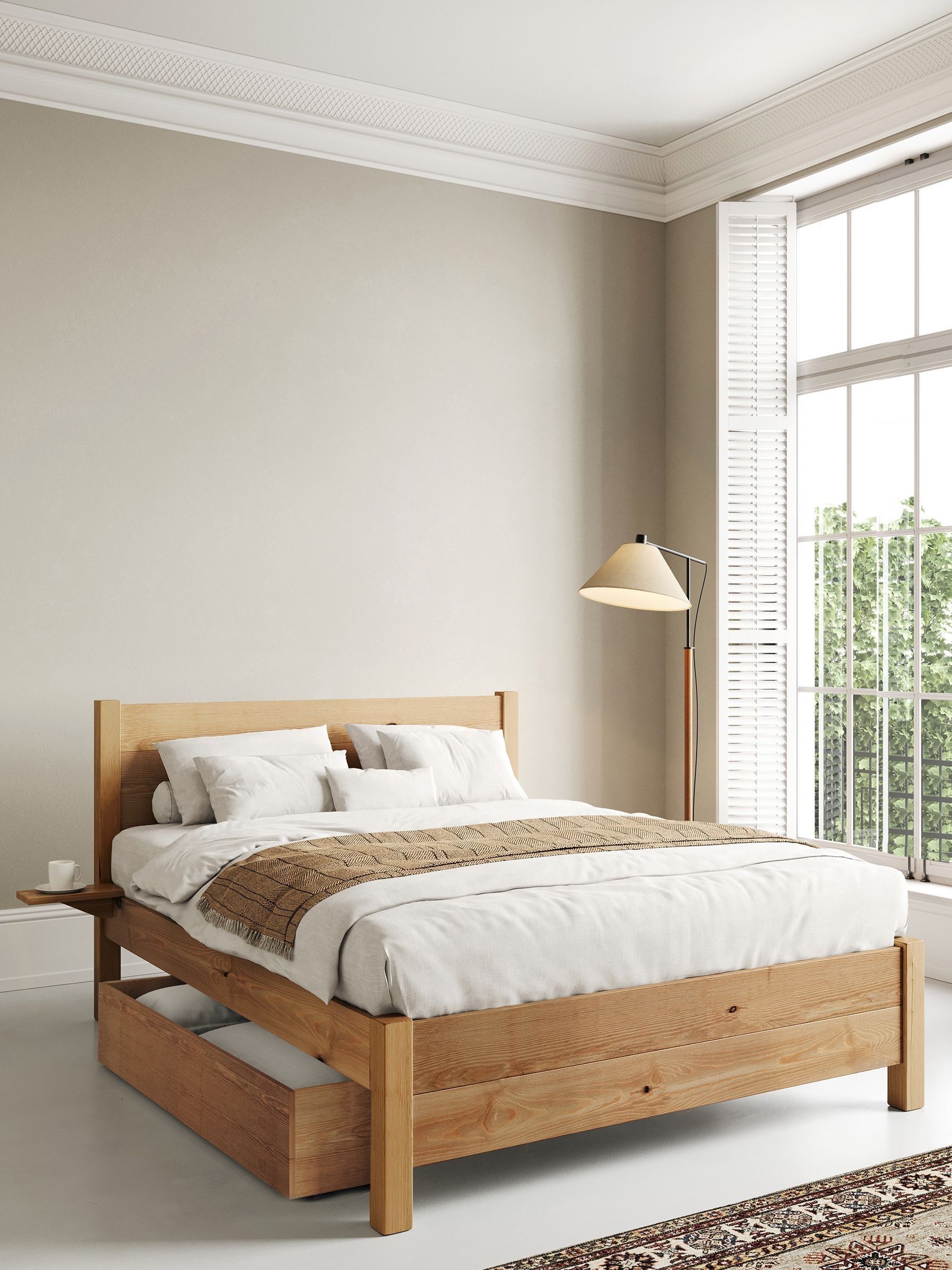 Buy Get Laid Beds Honey Oxford Square Leg Solid Wood Bed Combo from the ...