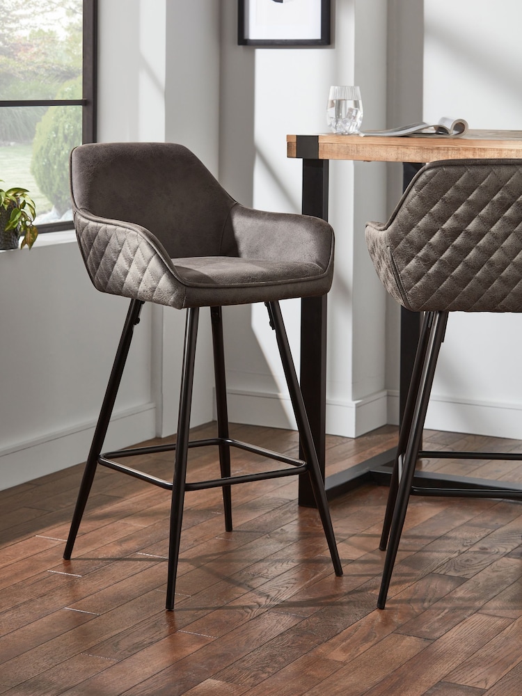 Buy Monza Faux Leather Dark Grey Hamilton Kitchen Bar Stool from the ...