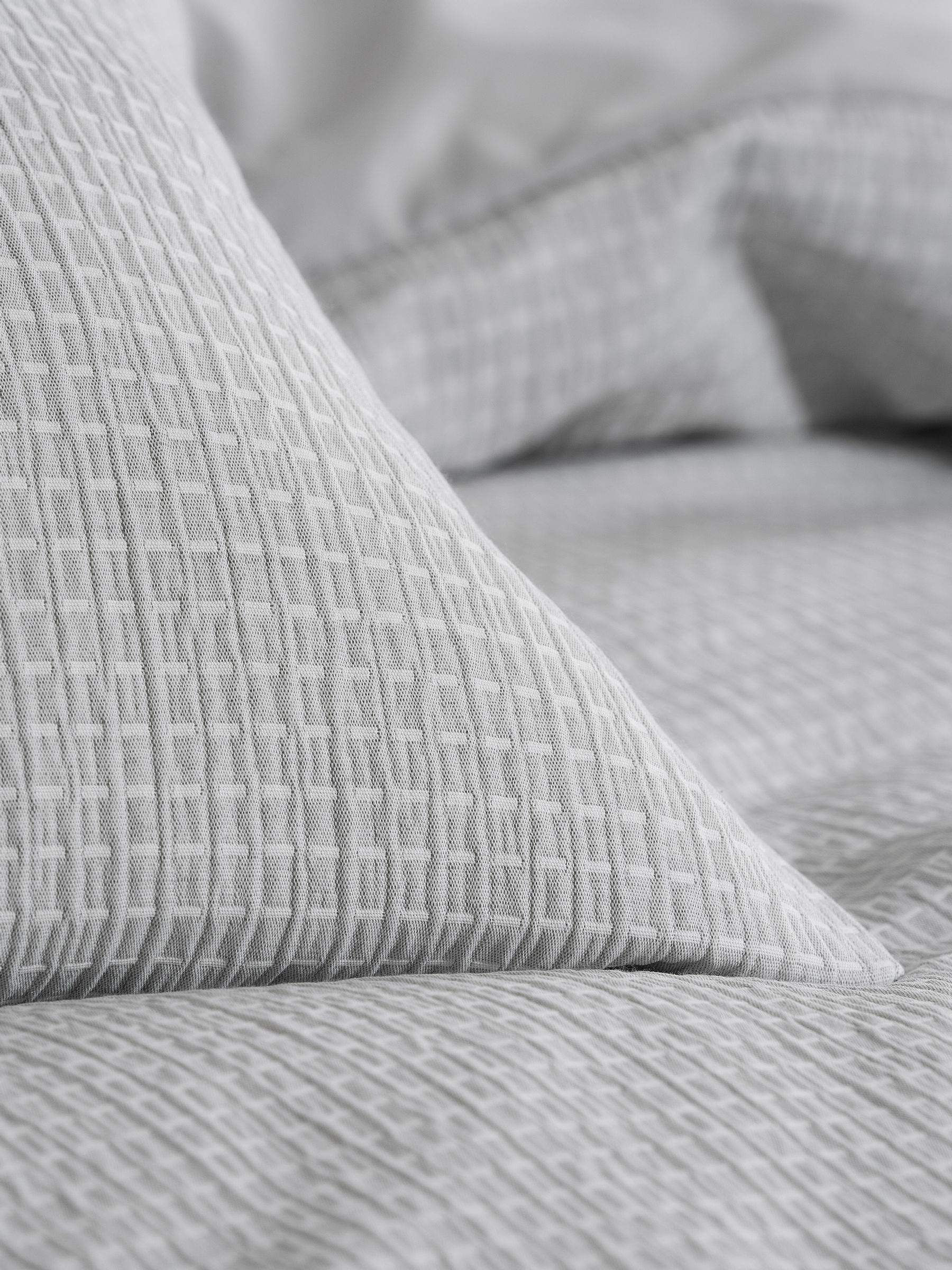Buy Grey Stitch Effect Jacquard Duvet Cover And Pillowcase Set from the ...