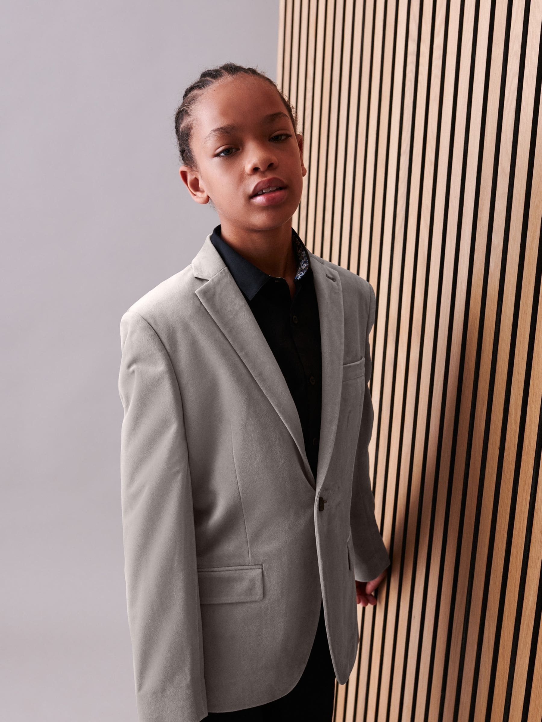 Buy Light Grey Velvet Jacket (3-16yrs) from Next USA Buy Light Grey Velvet Jacket (3-16yrs) from Next USA