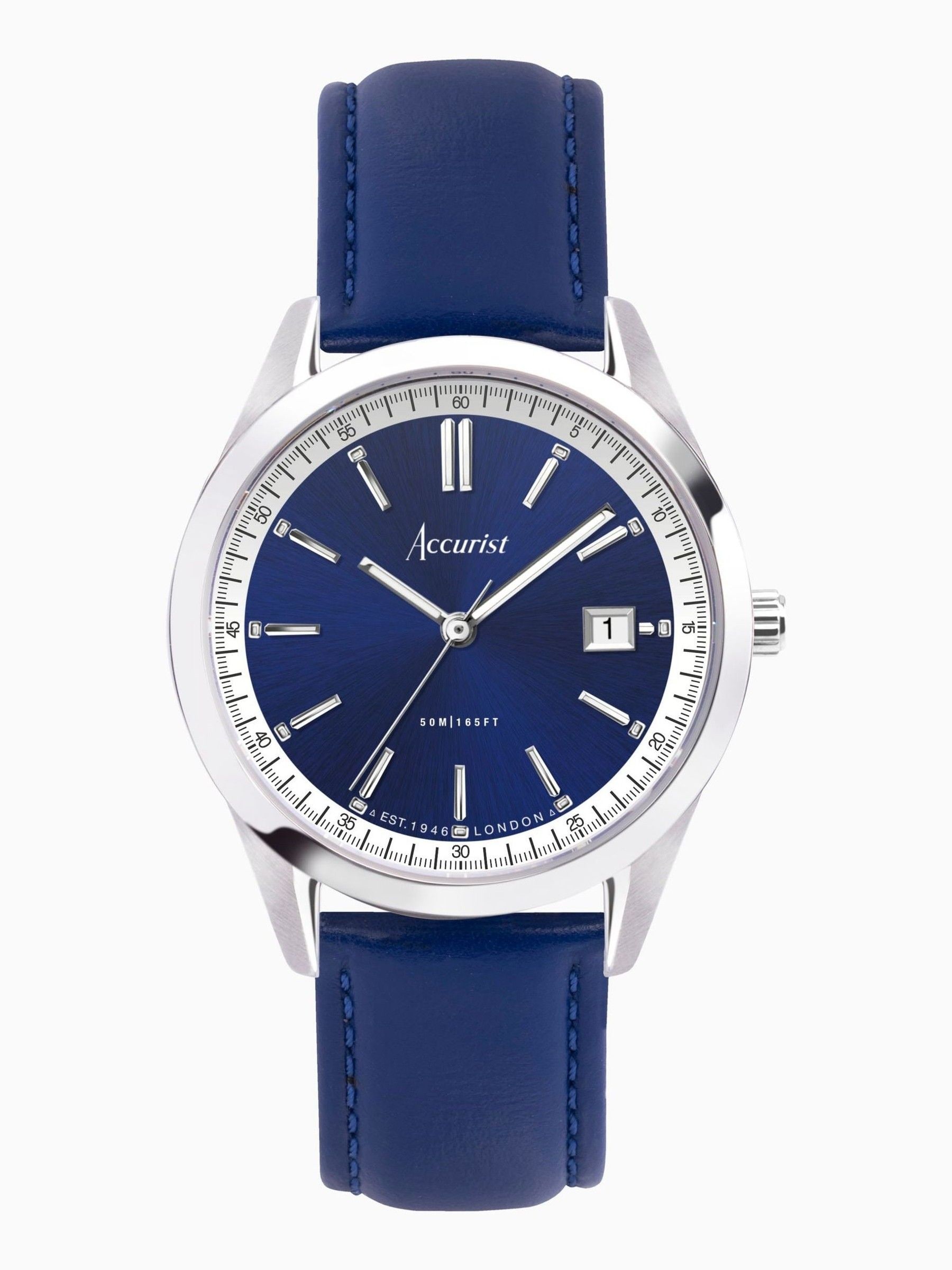 Buy Accurist Mens Blue Everyday Leather Strap Analogue Watch from the Next UK online shop
