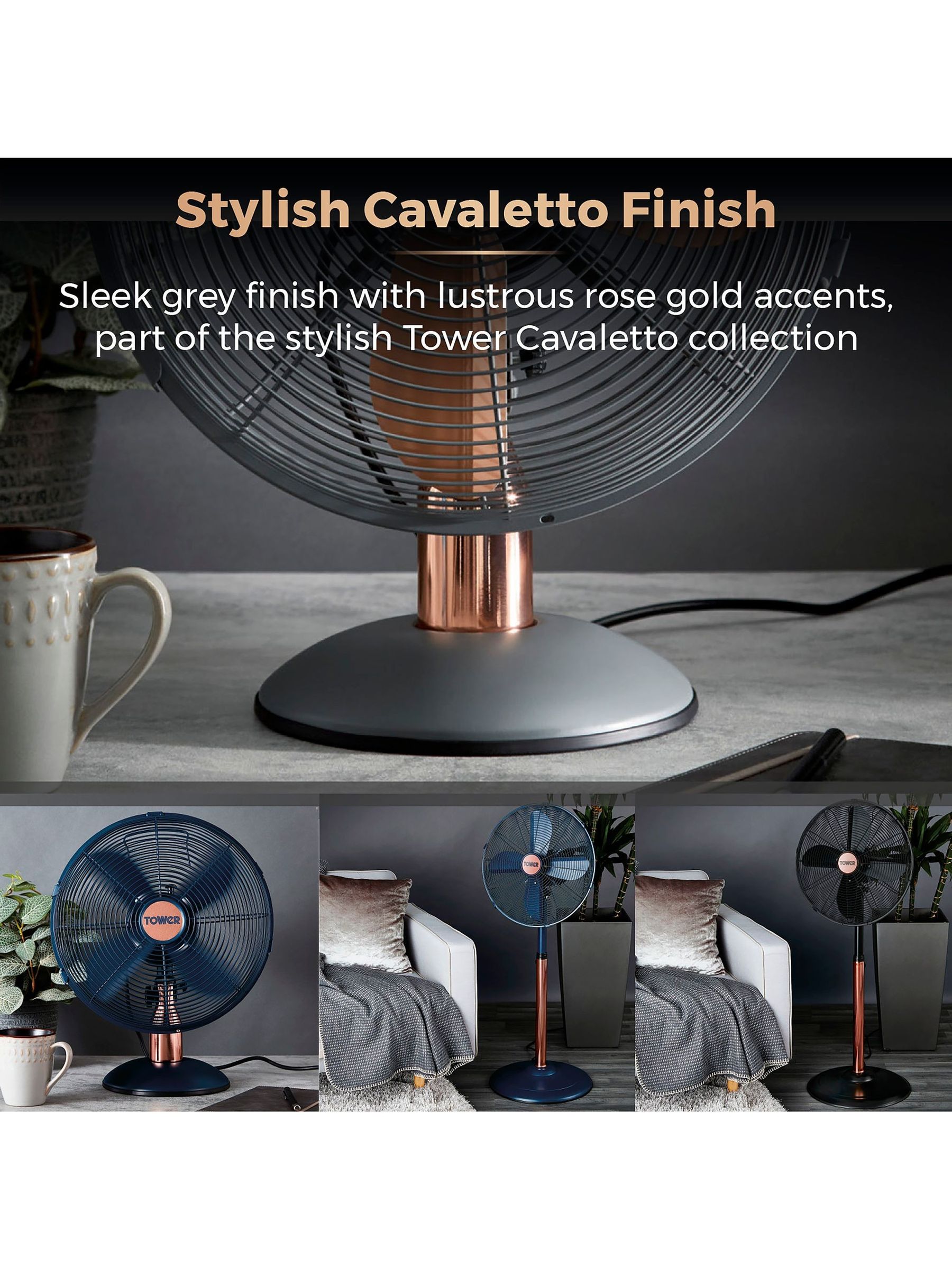 Buy Tower Grey 12 Inch Metal Desk Fan from the Next UK online shop