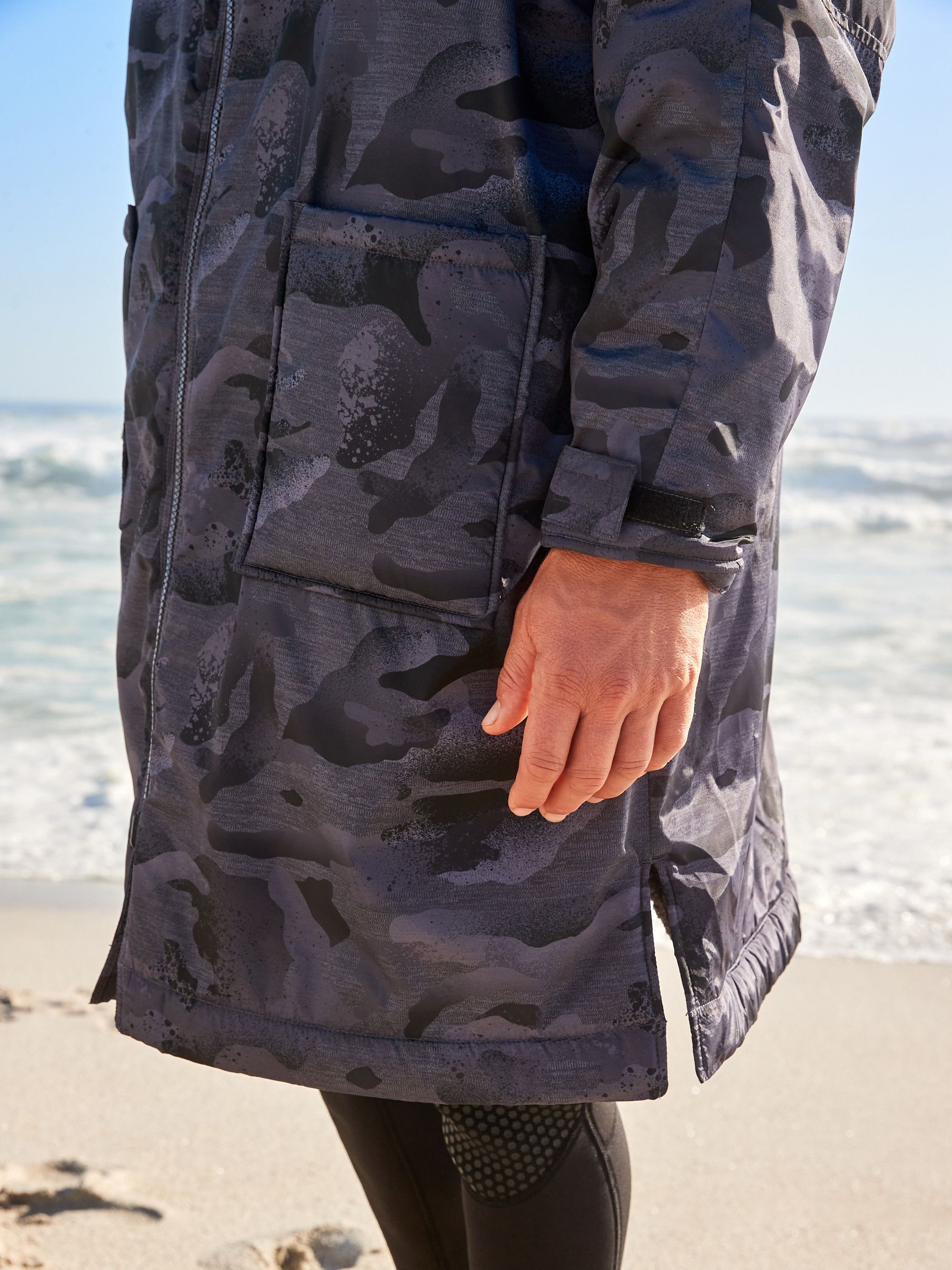 Buy Grey Camo Print Active Swim Changing Robe Lightweight Jacket from ...