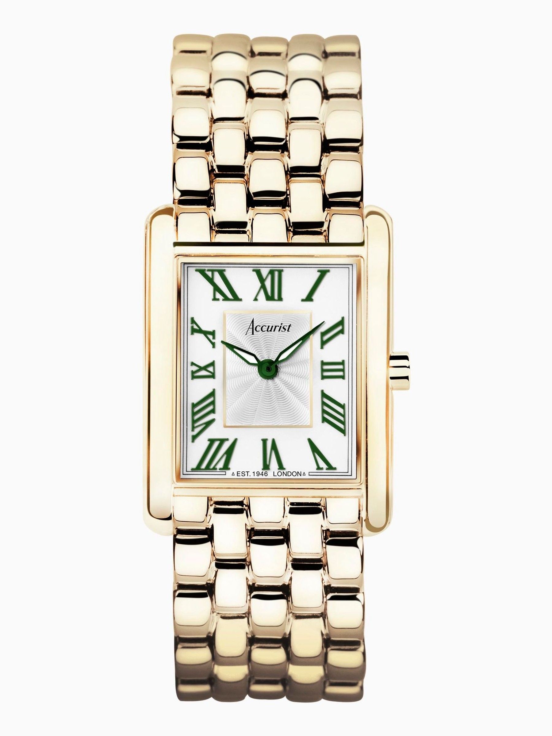 Accurist Womens Gold Tone Rectangle Stainless Steel Bracelet Analogue Watch