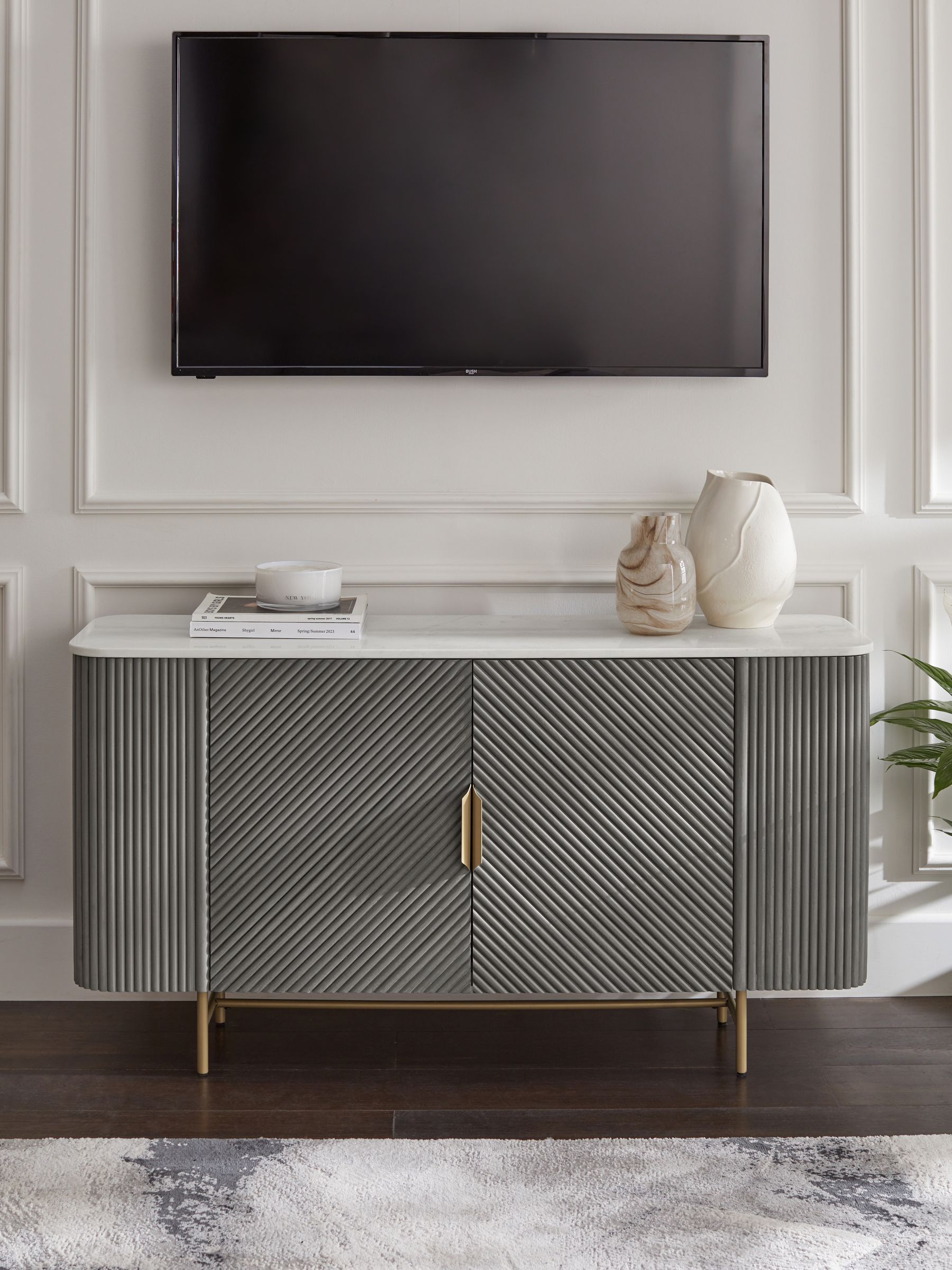Buy Dark Grey Valencia Marble Mango Wood Large Sideboard from the Next ...