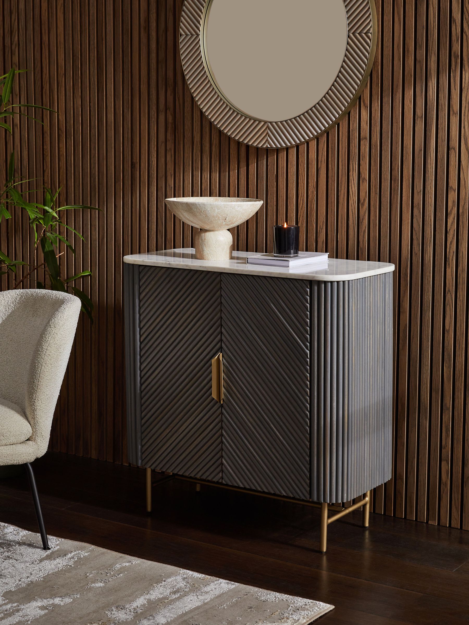 Buy Dark Grey Valencia Marble Mango Wood Small Sideboard from the Next ...